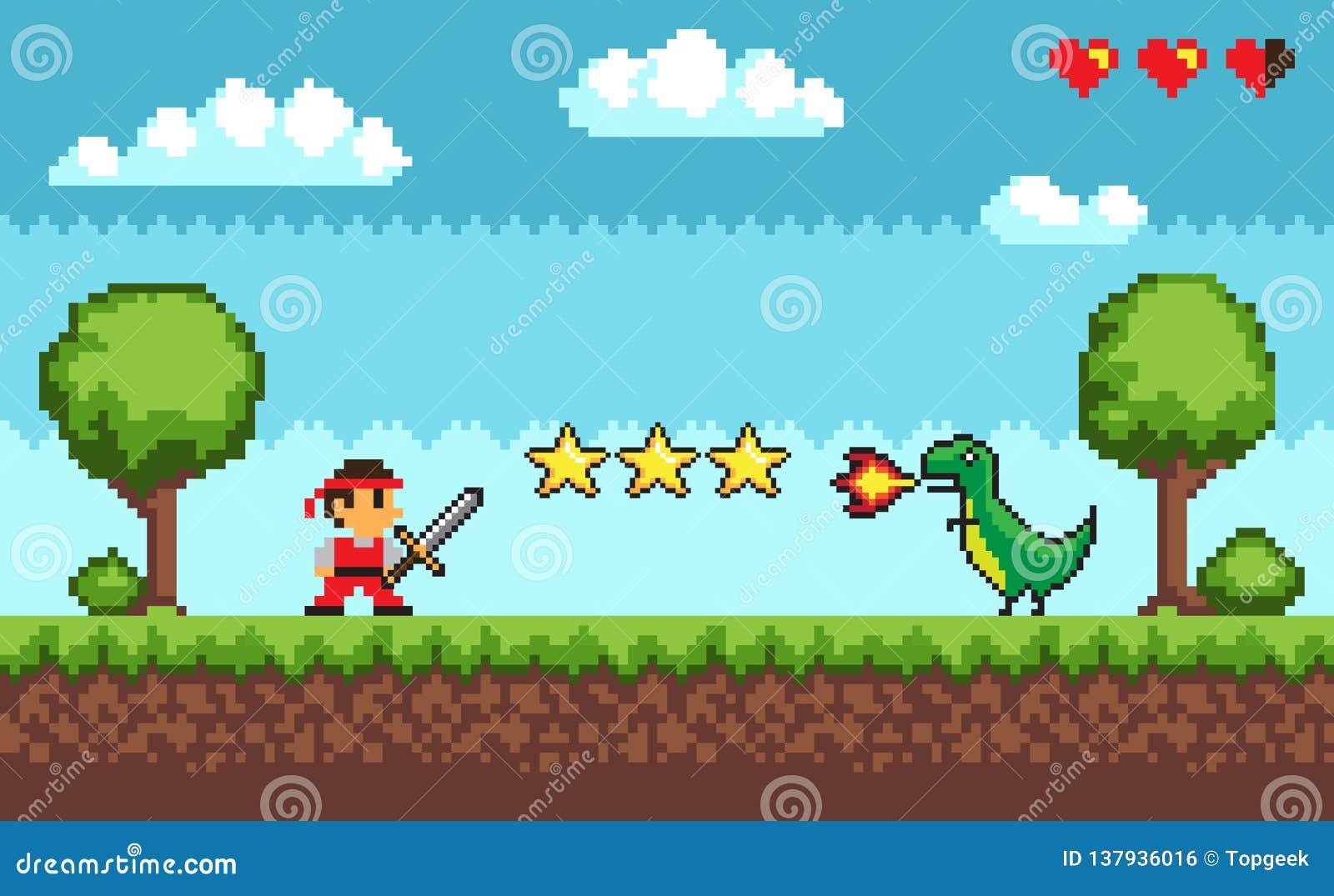 Pixel Retro Style of Game Mode Character Arcade Stock Vector ...