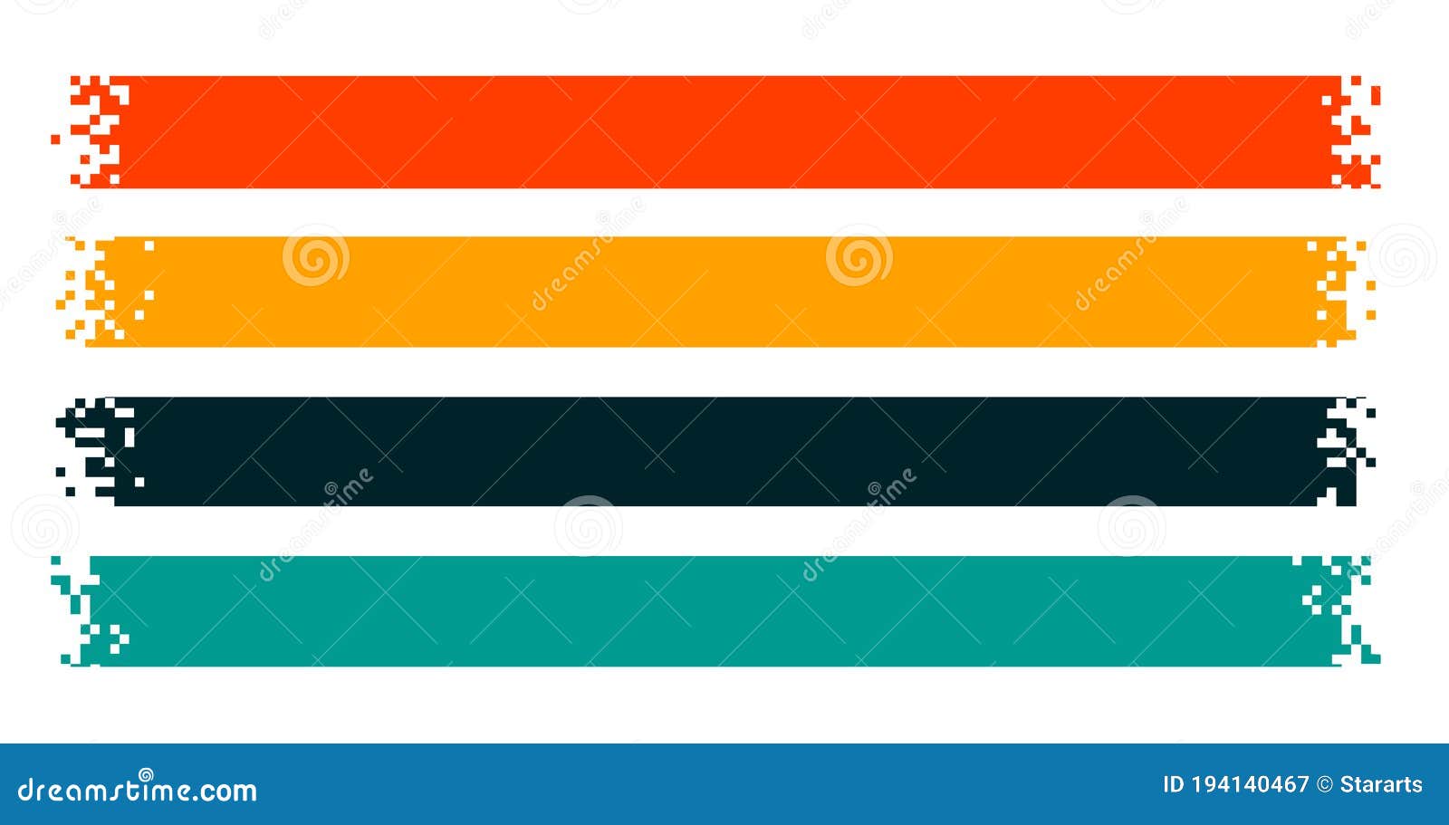 Pixel Ribbons or Wide Pixelated Banners Set of Four Stock Vector ...