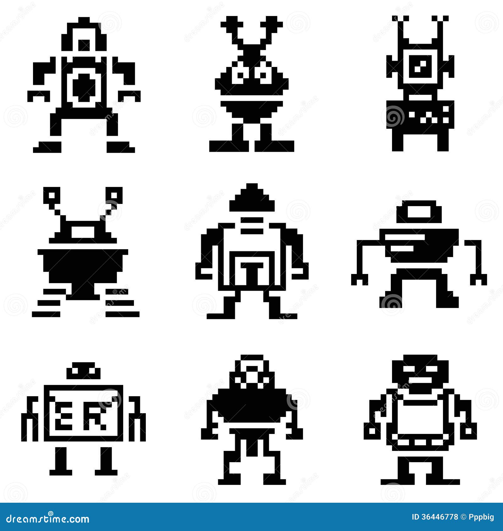 Pixel Art Robot Vector Illustration | CartoonDealer.com #111728658