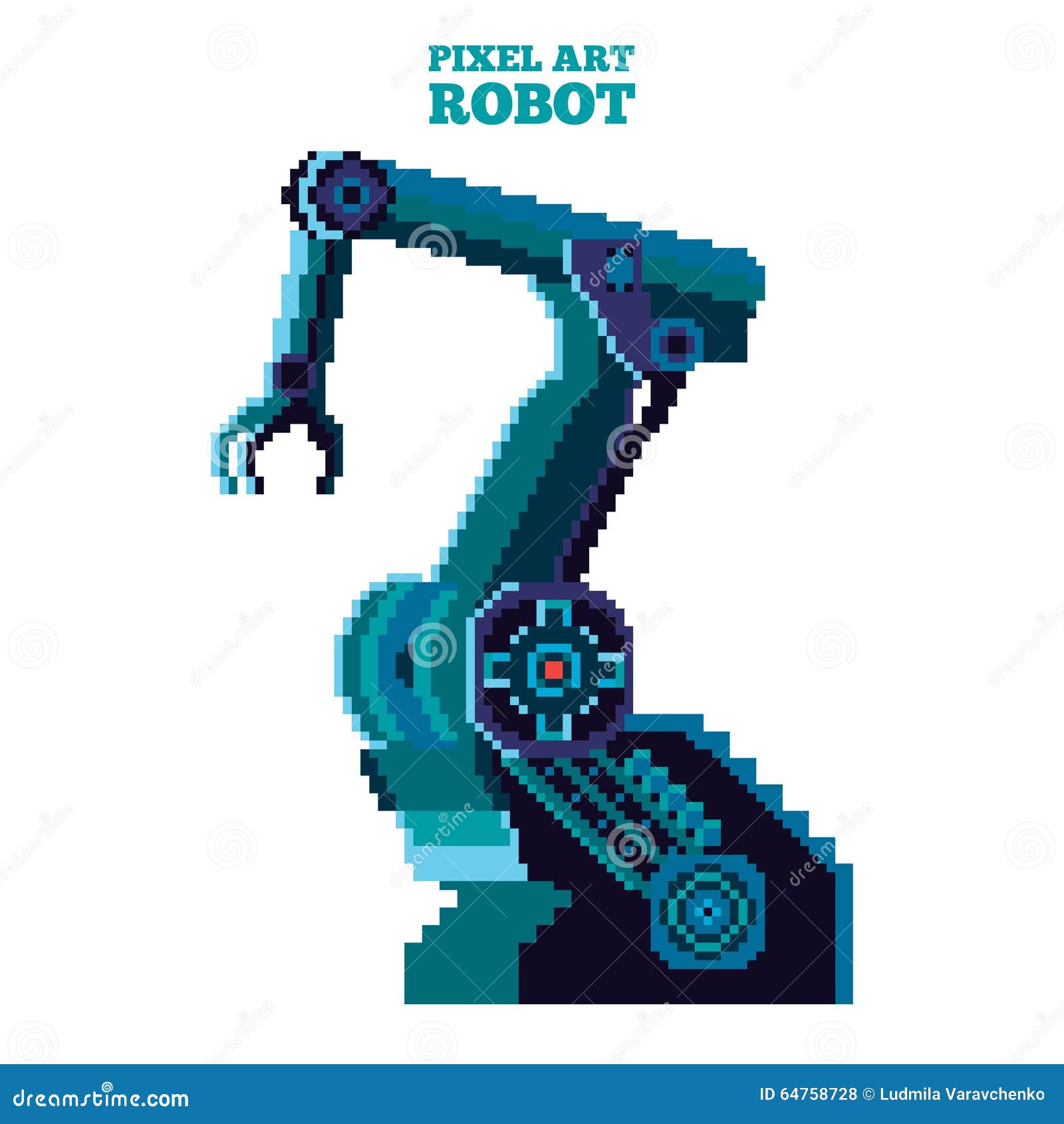 Pixel Art Robot Vector Illustration | CartoonDealer.com #111728658