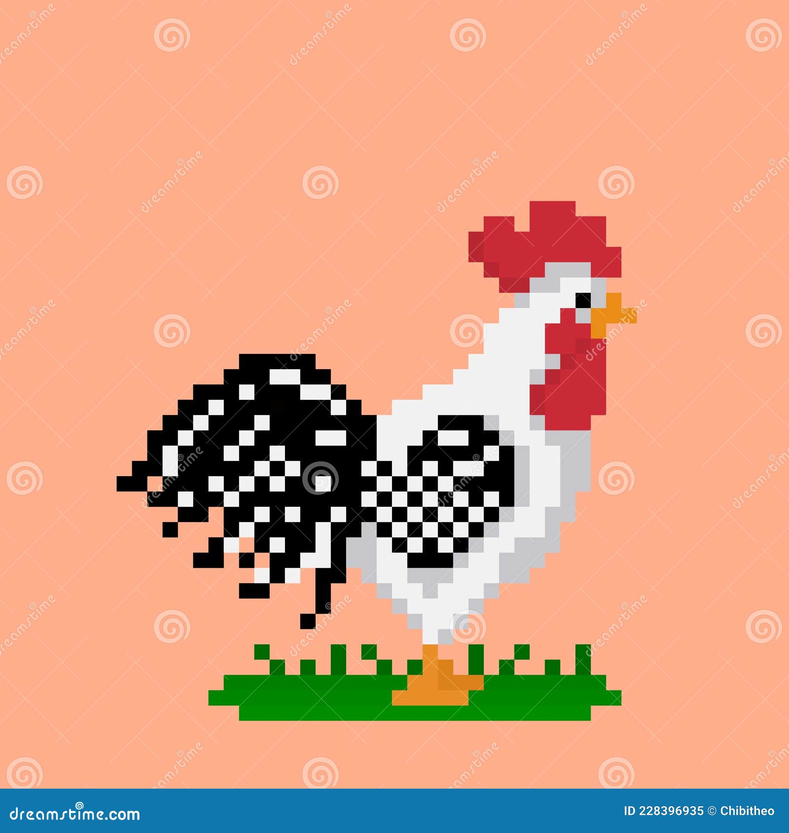 Pixel Art Rooster Cartoon Vector | CartoonDealer.com #85536125