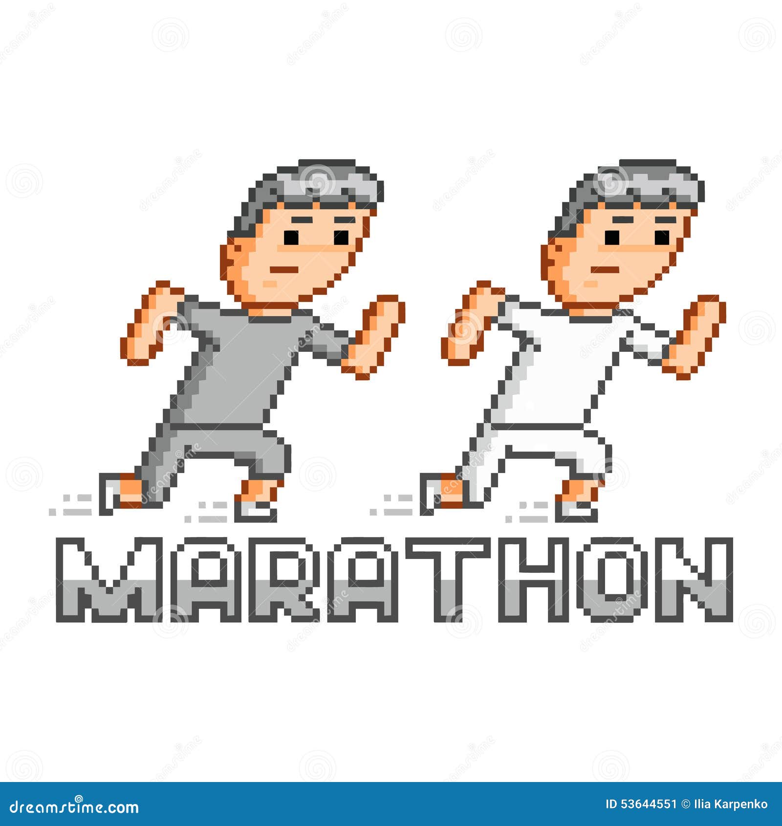Pixel runners and marathon stock vector. Illustration of runners - 53644551