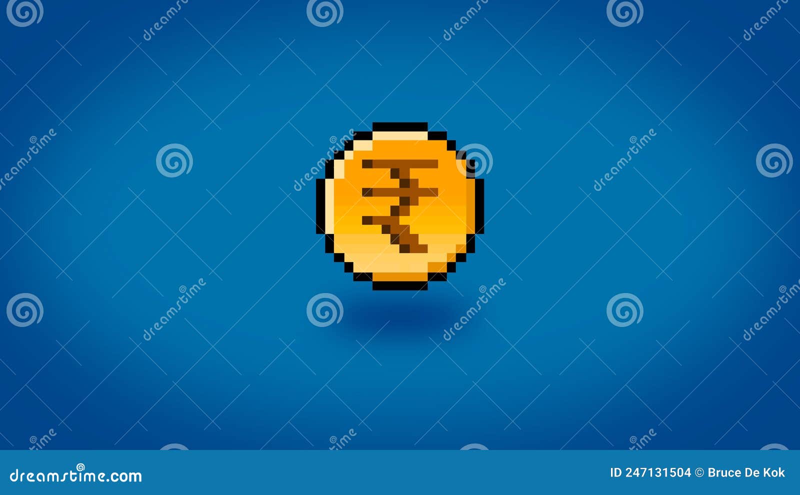 Pixel Rupee Coin - Isolated 8 Bit Vector | CartoonDealer.com #247131508