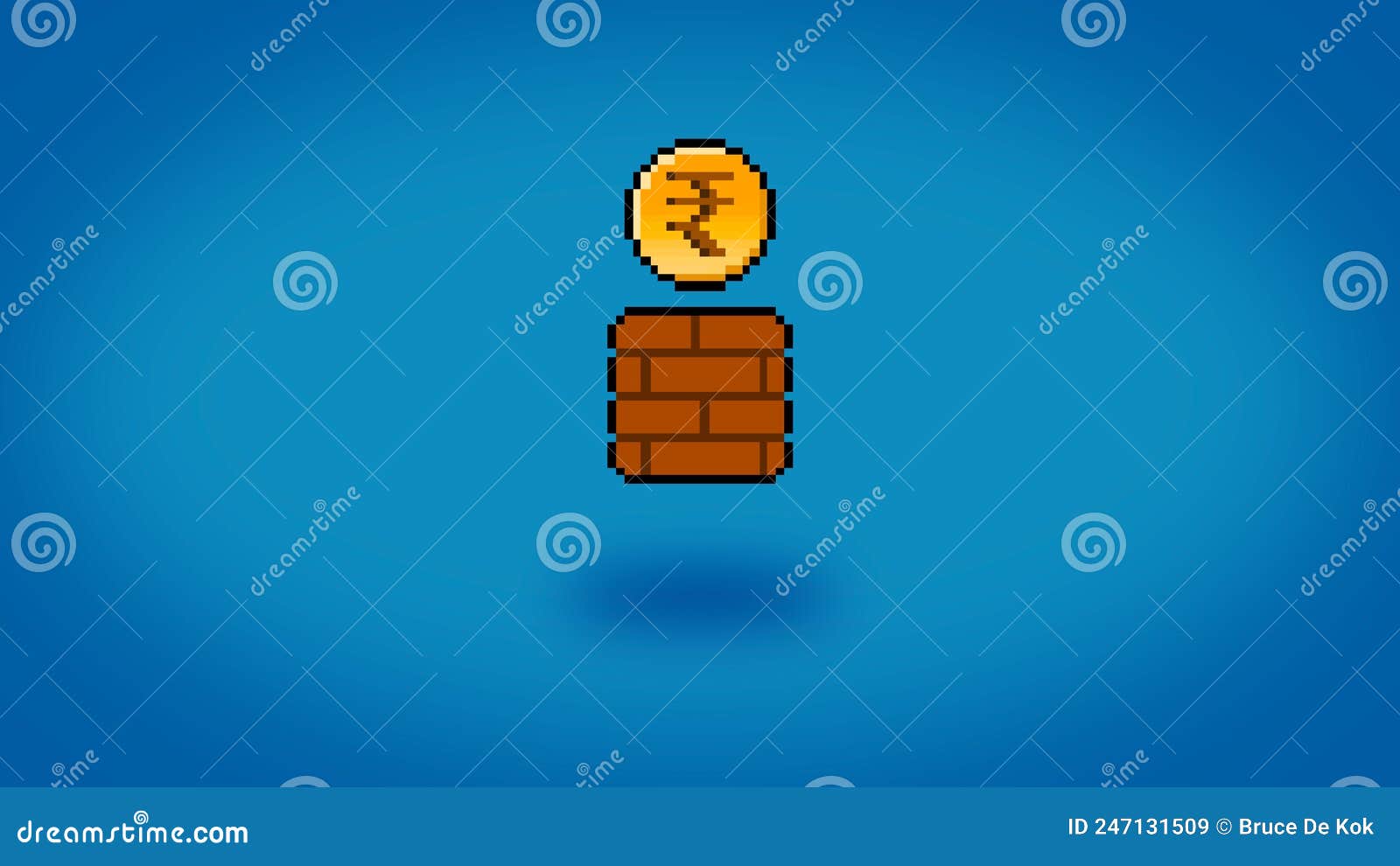 Pixel Rupee Coin From Gaming Block Background - High Res 8 Bit ...