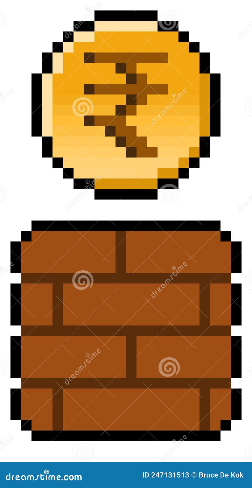 Pixel Rupee Coin From Gaming Block Background - High Res 8 Bit ...