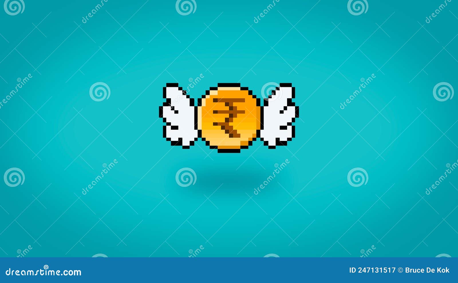 Pixel Rupee Coin with Wings Background - High Res 8 Bit Wallpaper Stock ...