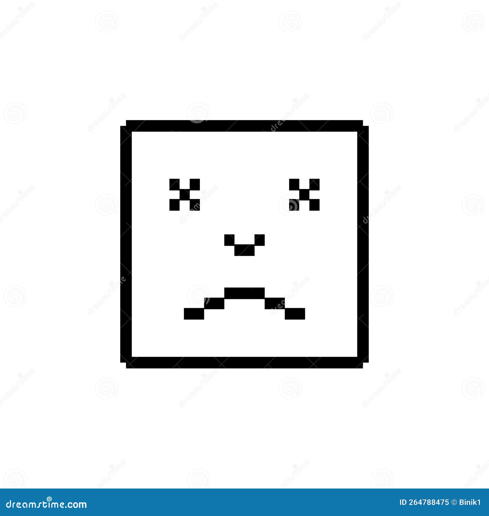 Pixel Sad Linear Face in the Square. Icon Vector Stock Vector ...