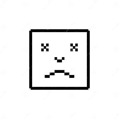 Pixel Sad Linear Face in the Square. Icon Vector Stock Vector ...