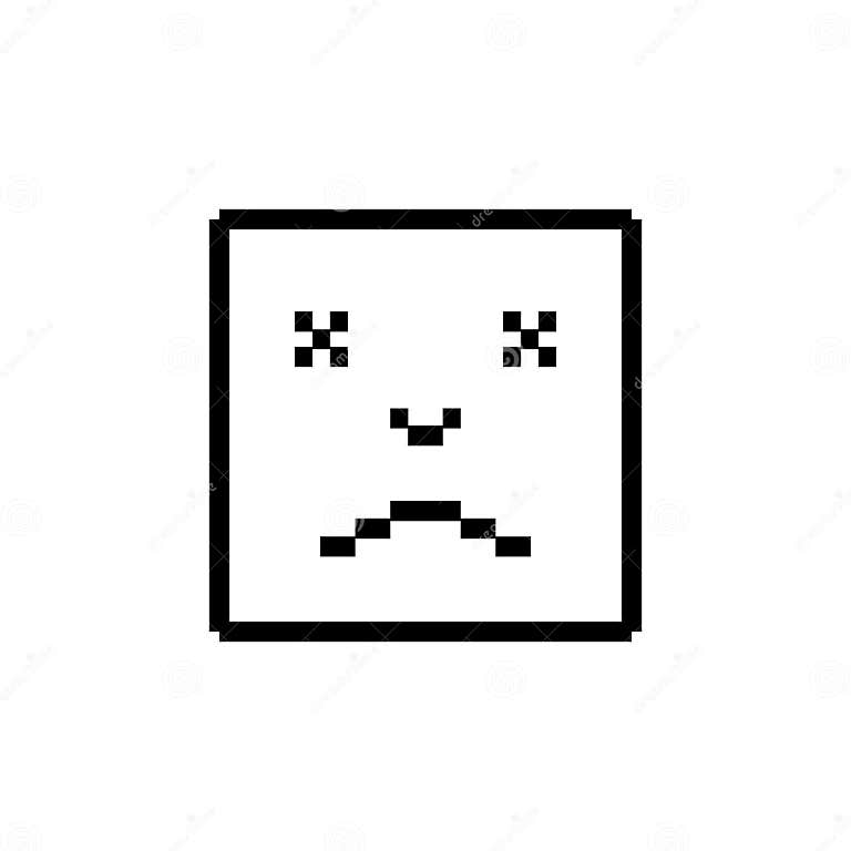 Pixel Sad Linear Face in the Square. Icon Vector Stock Vector ...