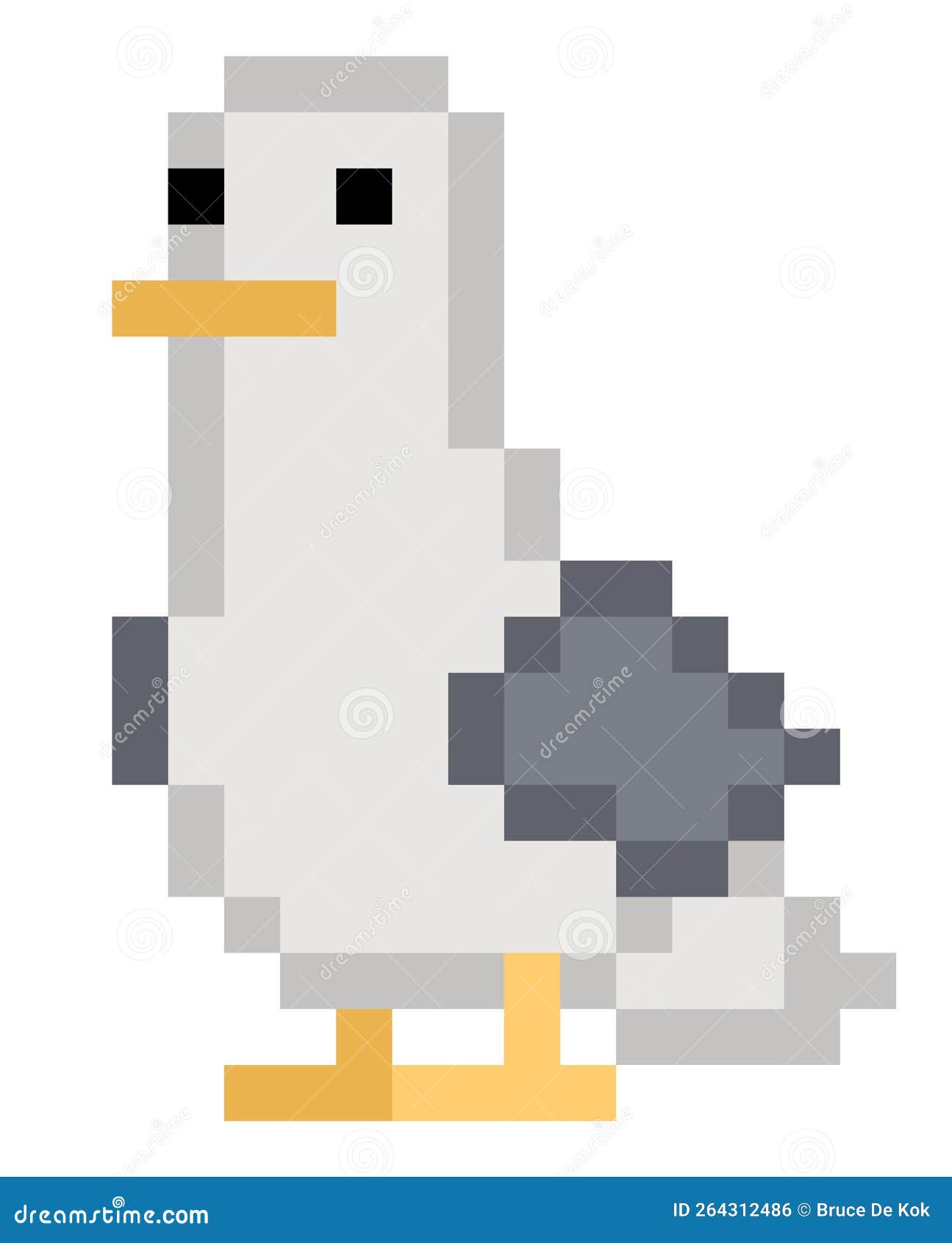 Pixel Sea Gull - Isolated 8 Bit Vector Stock Vector - Illustration of ...