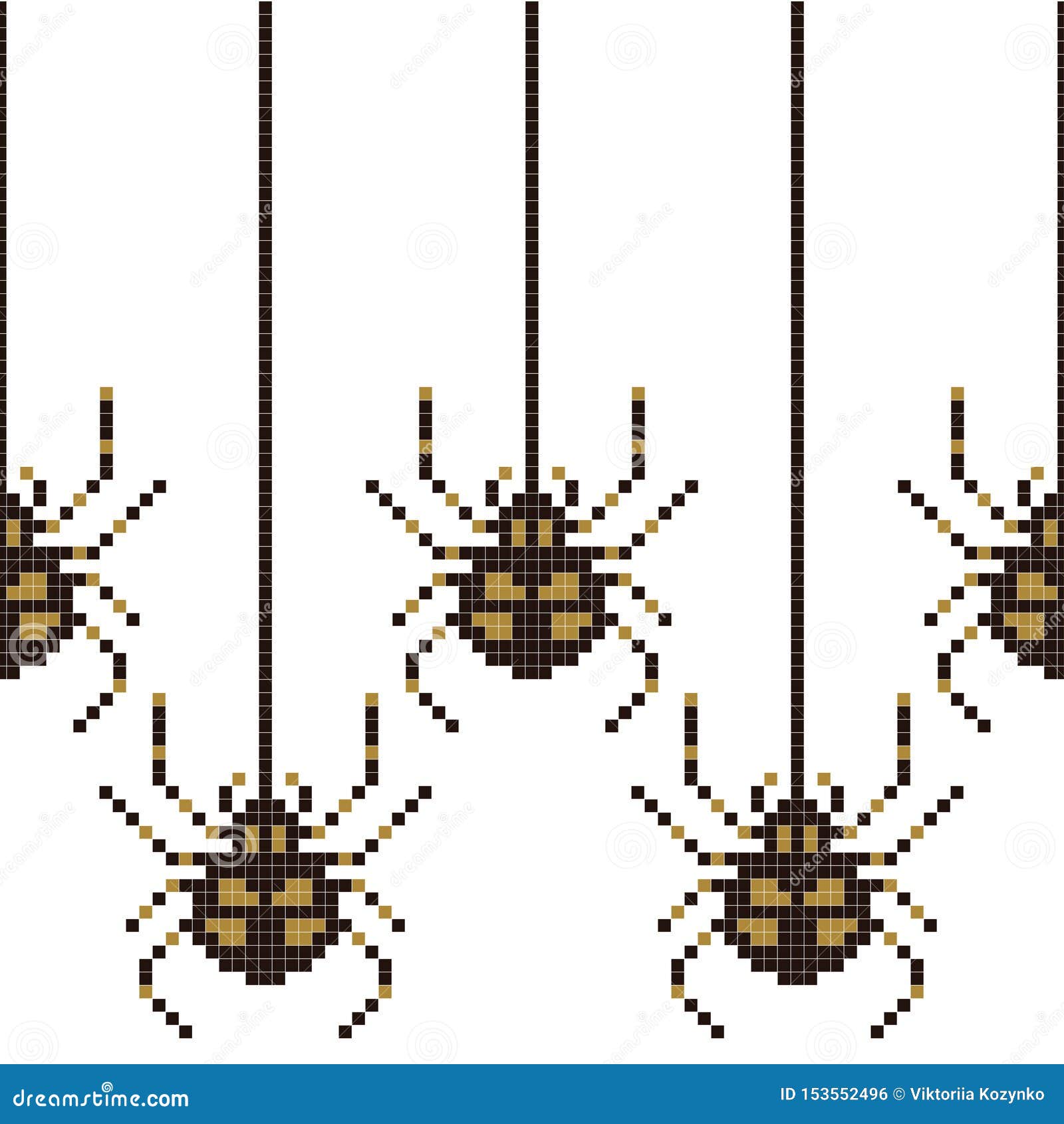 Pixel Seamless Pattern with 8 Bit Spider. Vector Illustration Stock ...