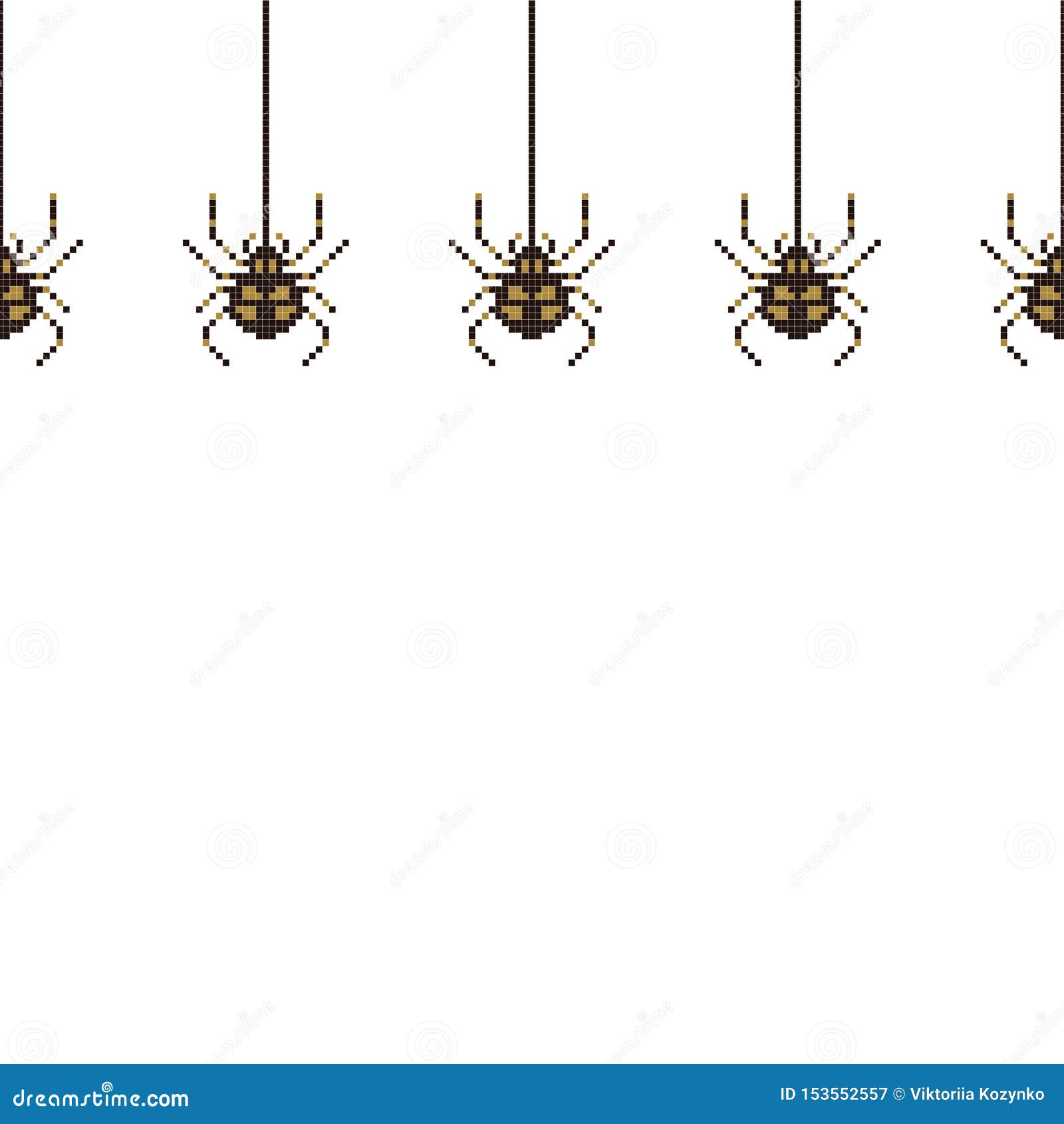 Pixel Seamless Pattern with 8 Bit Spider. Vector Illustration Stock ...