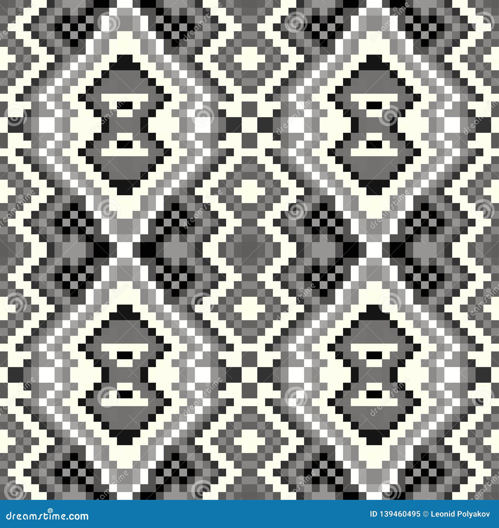 Pixel Seamless Pattern on a Gray Background Stock Illustration ...