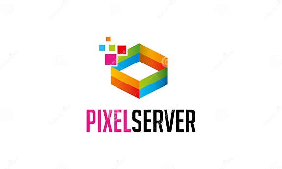 Pixel Server Logo stock illustration. Illustration of business - 90553807