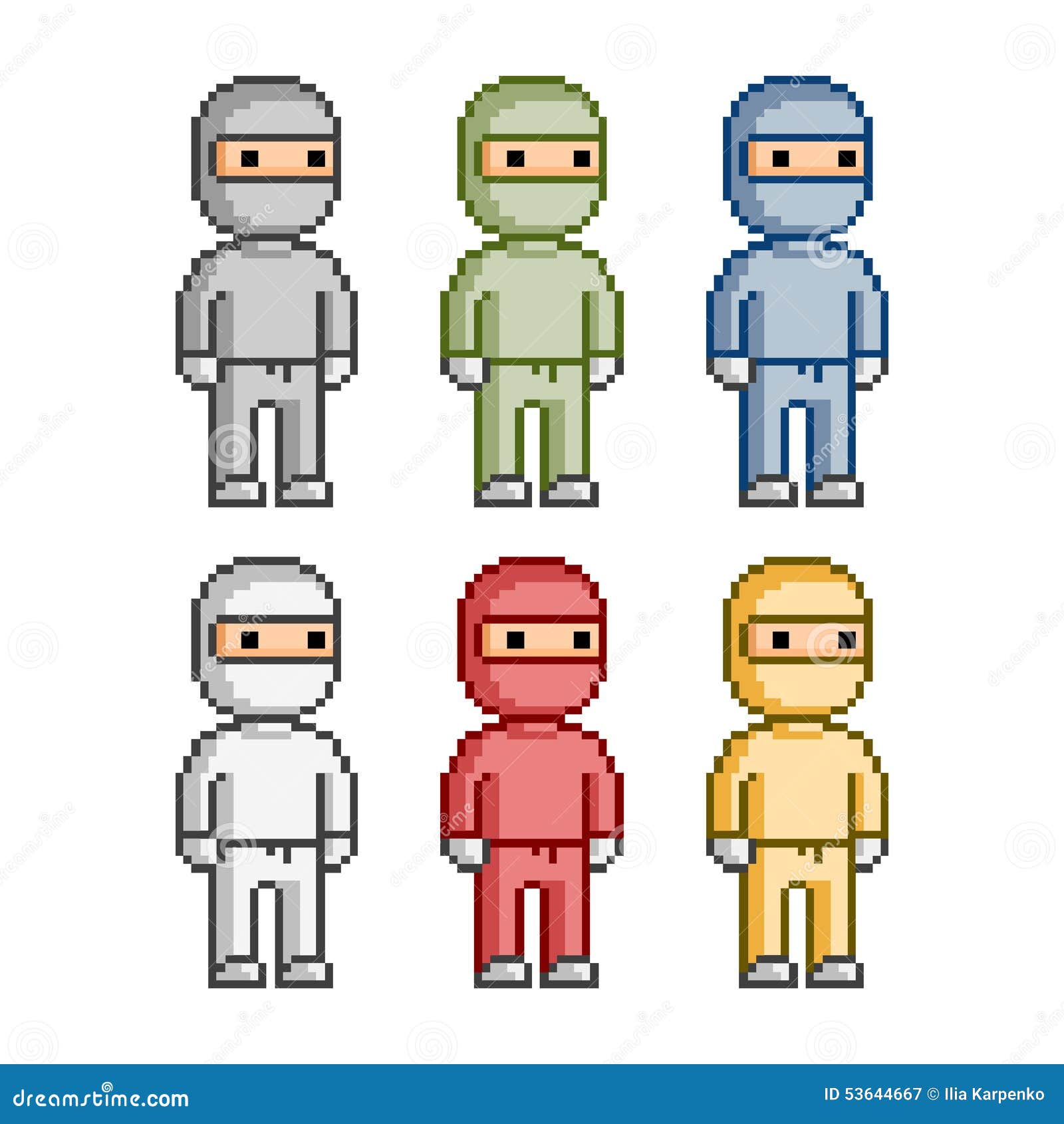 Pixel Art Ninja Character . Cute Cartoon Mascot Logo Icon Illustration ...