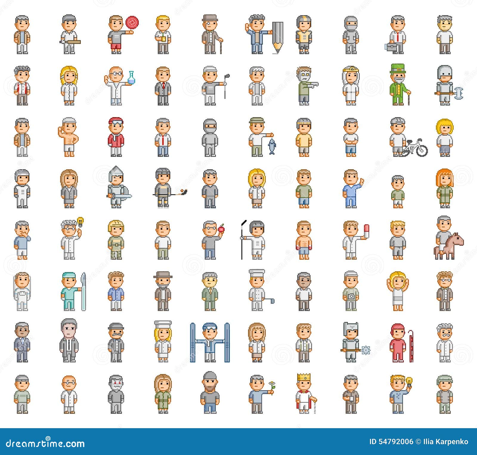 Pixel Art Characters Avatar Set. Professions Pixel Art People Isolated ...