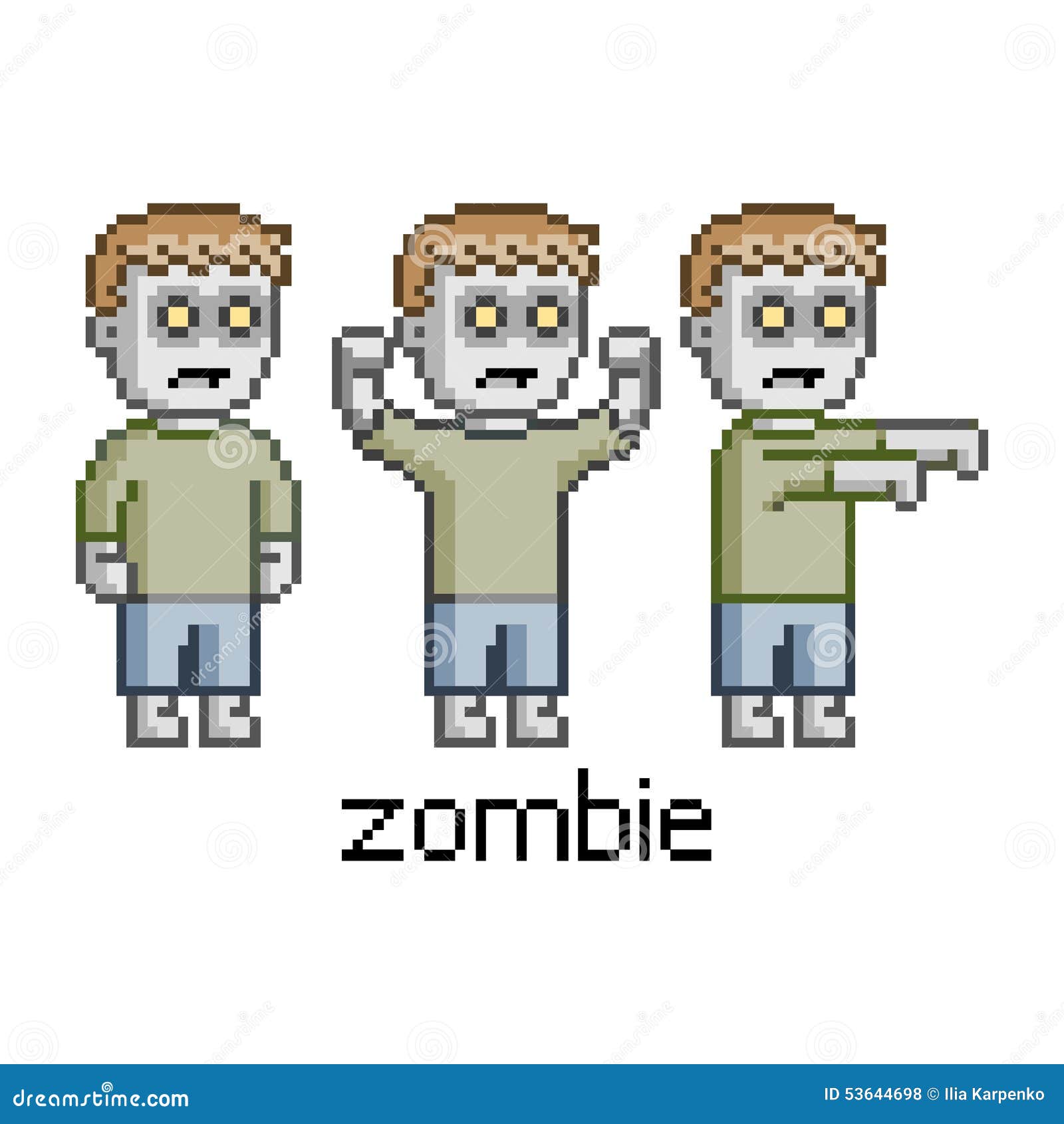 Pixel Zombie With Weapons Vector Illustration | CartoonDealer.com #95991912