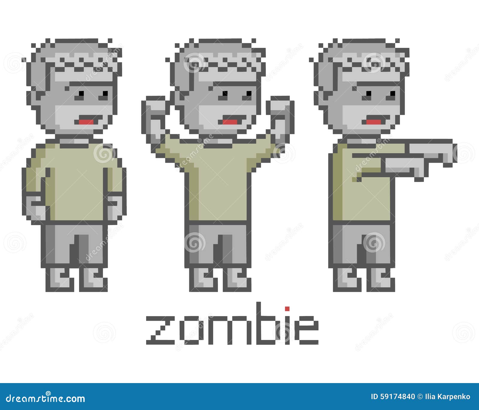 Pixel set zombie stock vector. Illustration of corpse - 59174840