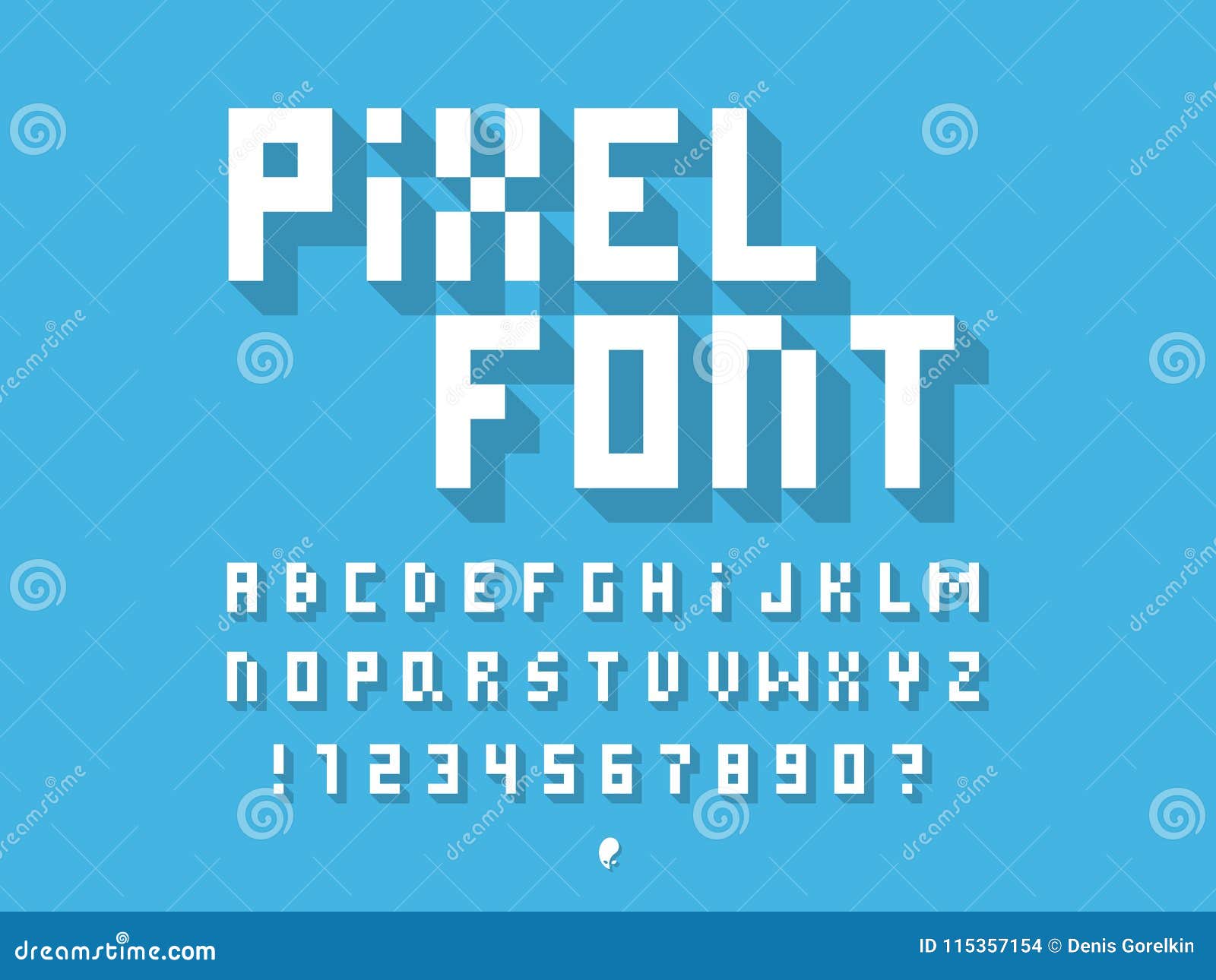 Pixel Shadow Font. Vector Alphabet Stock Vector - Illustration of retro ...