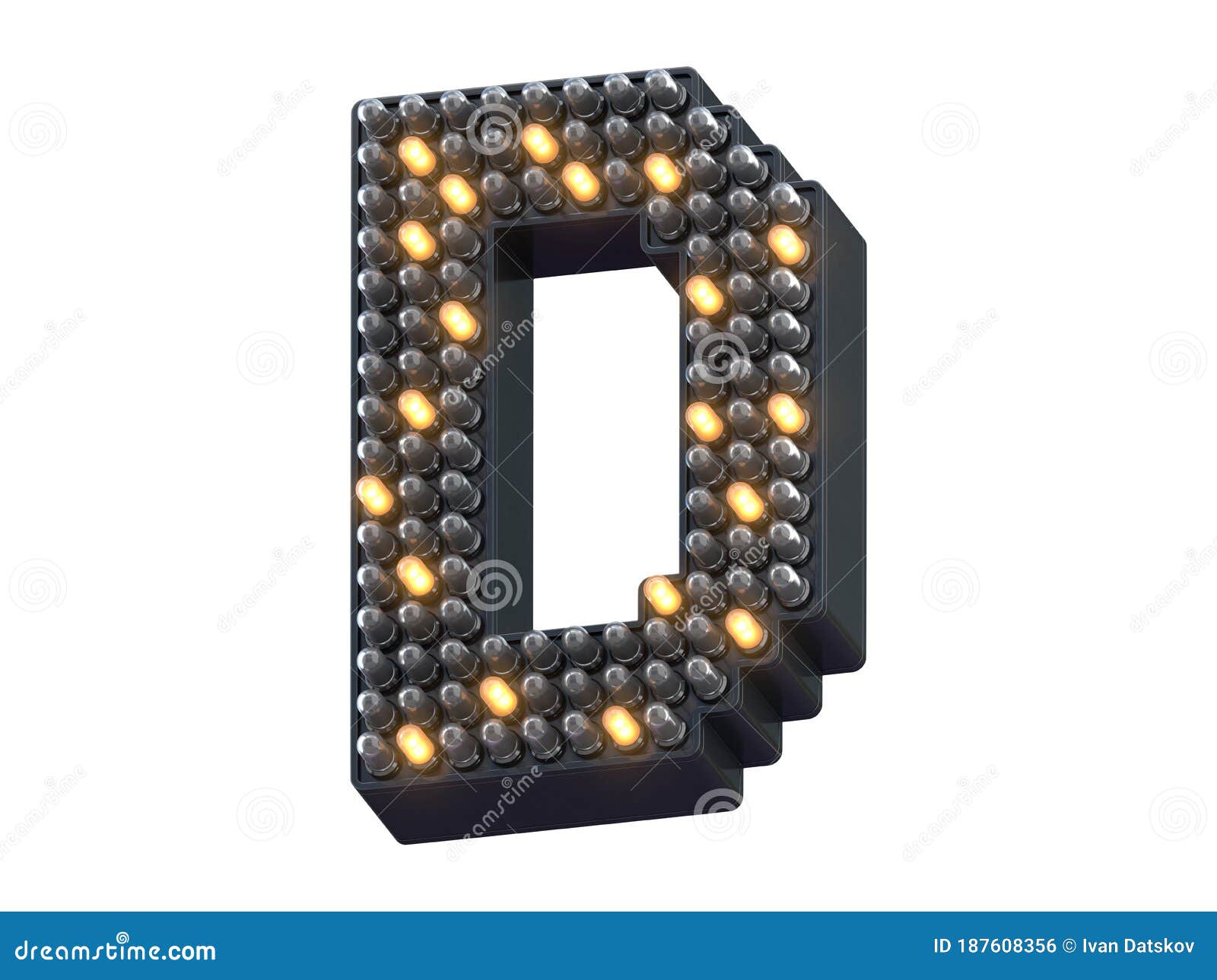 Pixel Shape LED Light Font. Stock Illustration - Illustration of light ...
