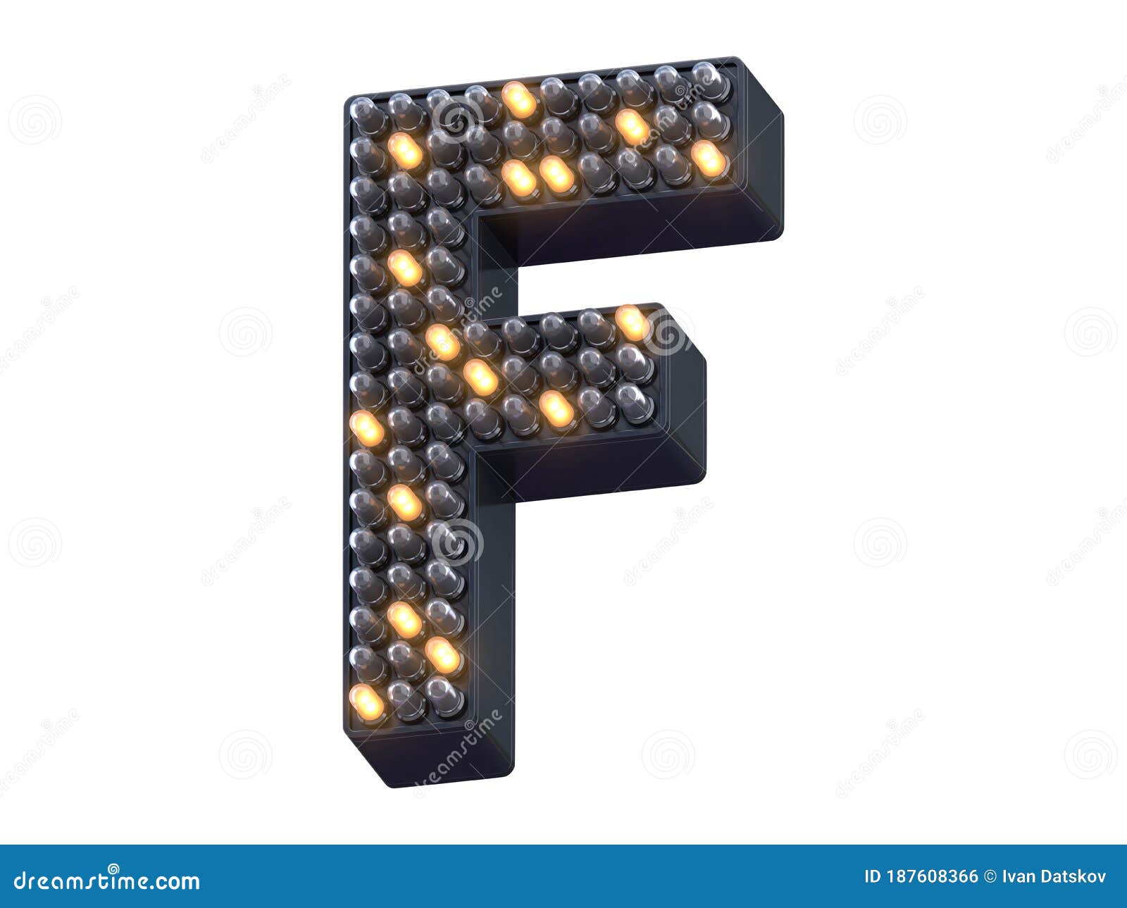 Pixel Shape LED Light Font. Stock Illustration - Illustration of light ...