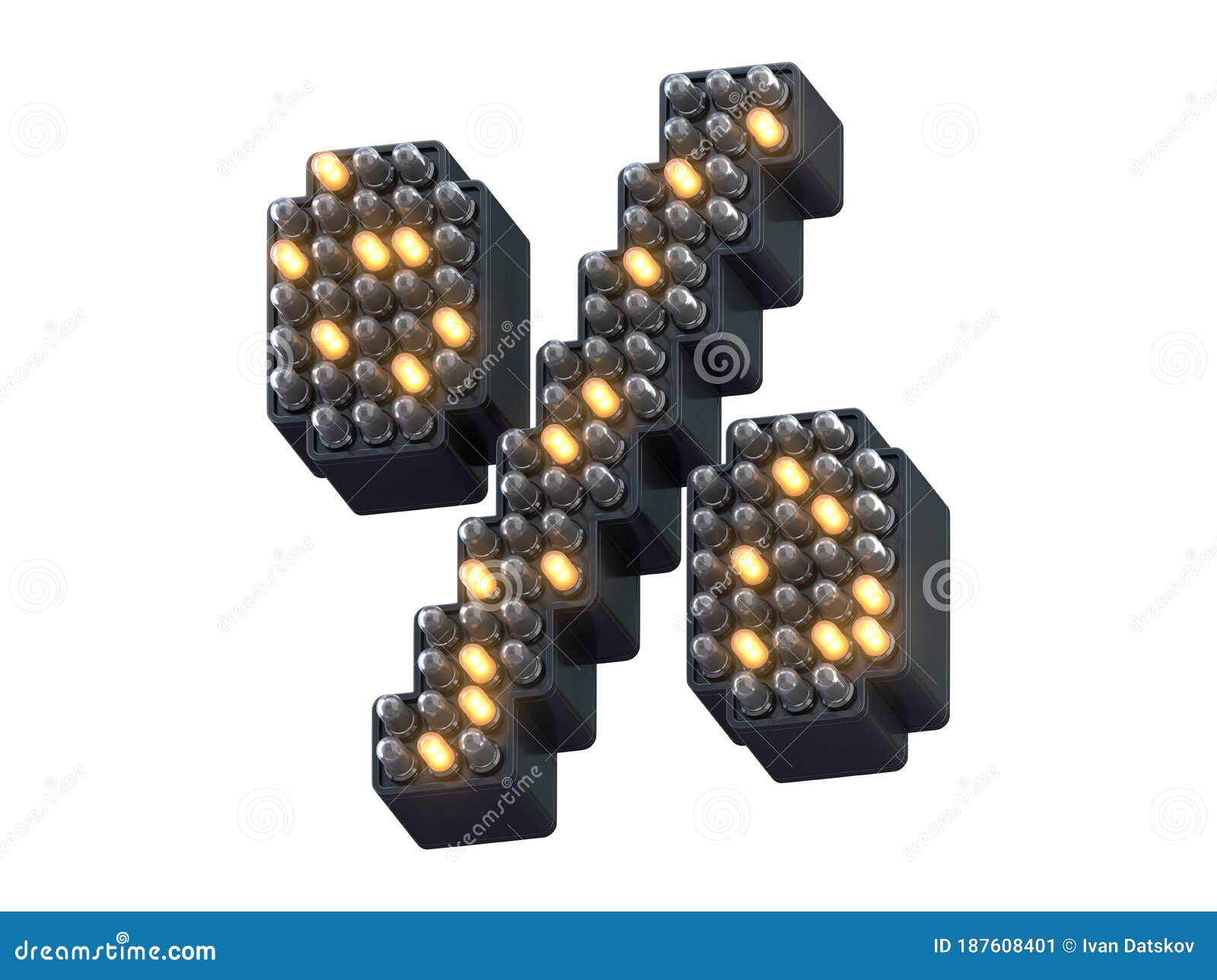 Pixel Shape LED Light Font. Stock Illustration - Illustration of ...