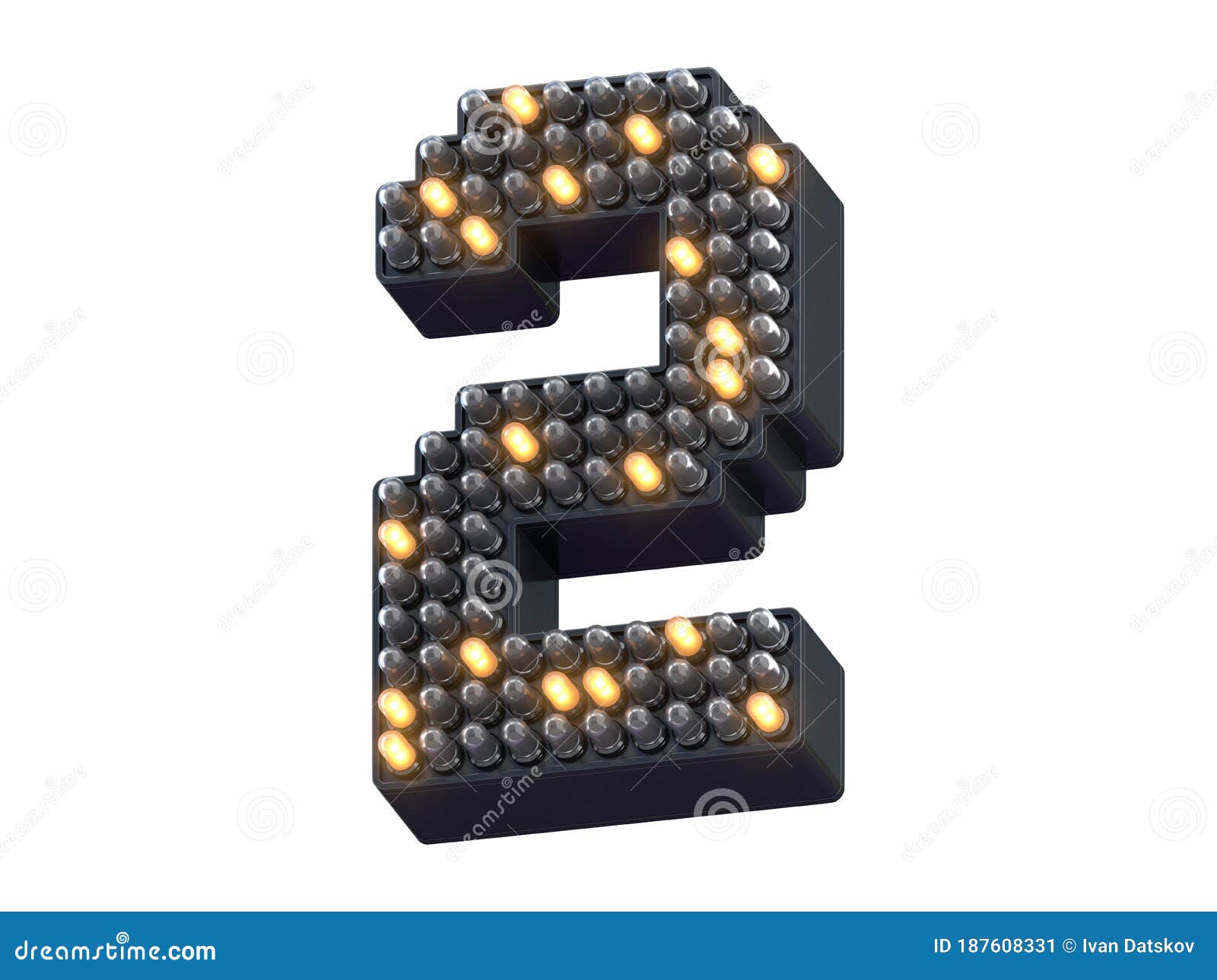 Pixel Shape LED Light Font. Stock Illustration - Illustration of font ...