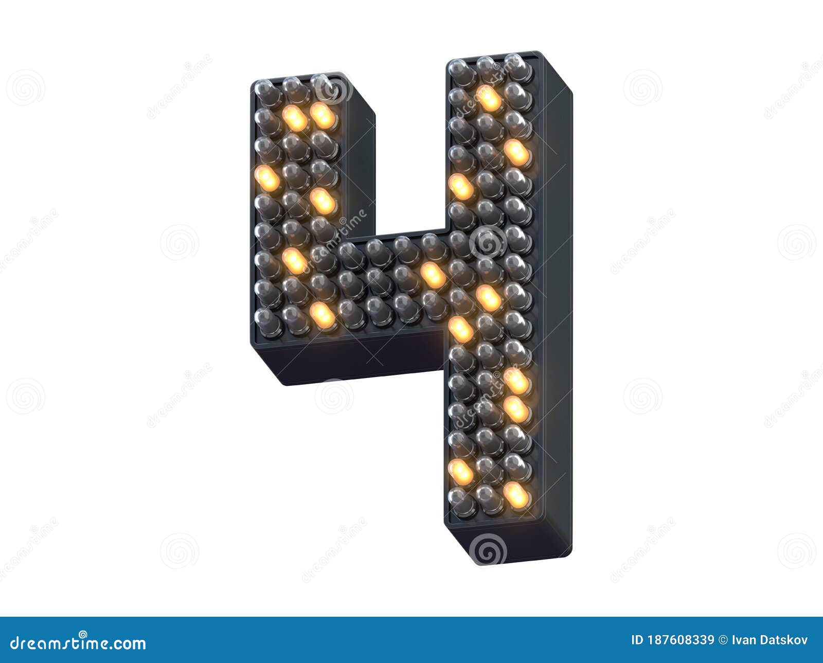 Pixel Shape LED Light Font. Stock Illustration - Illustration of font ...