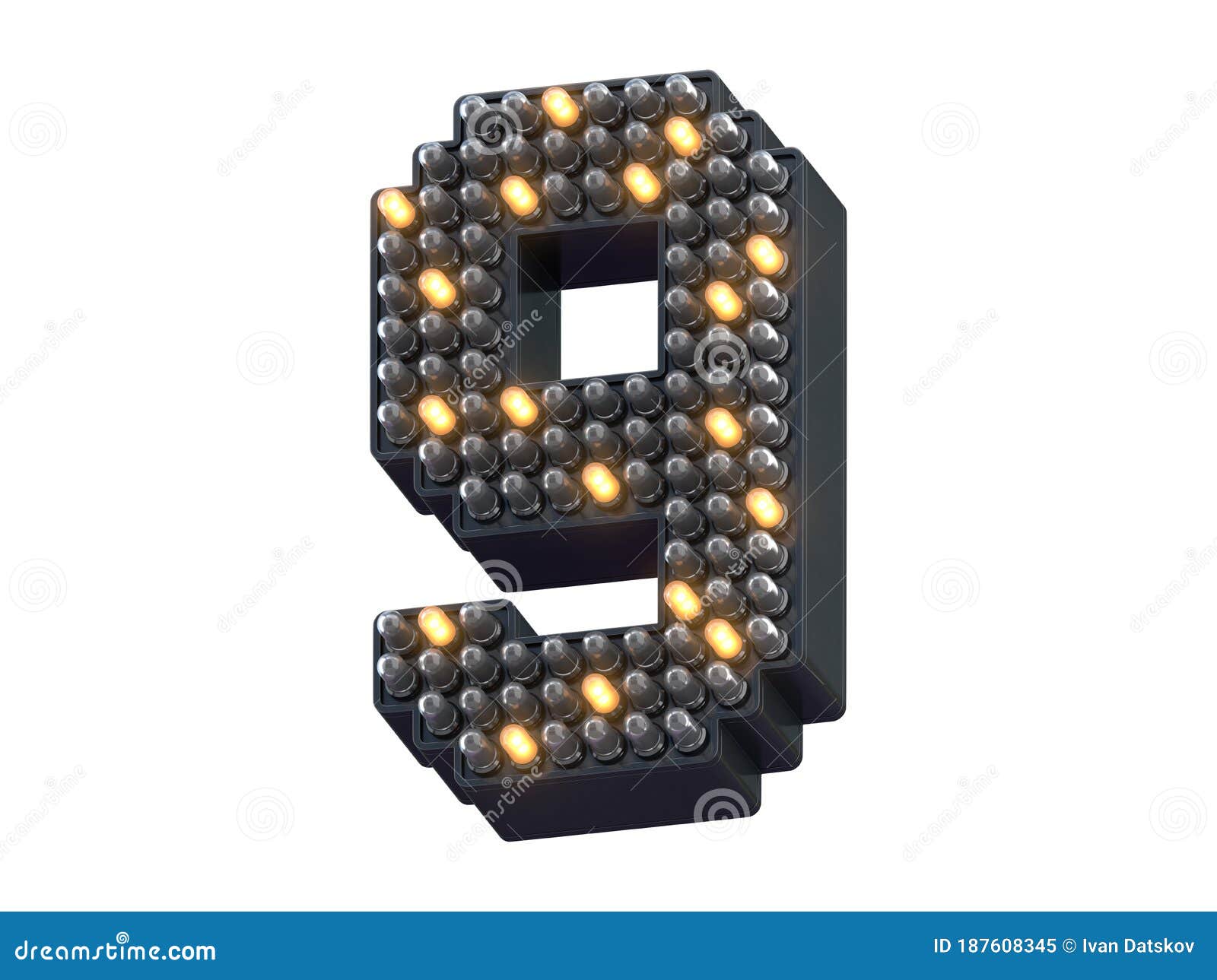 Pixel Shape LED Light Font. Stock Illustration - Illustration of dark ...
