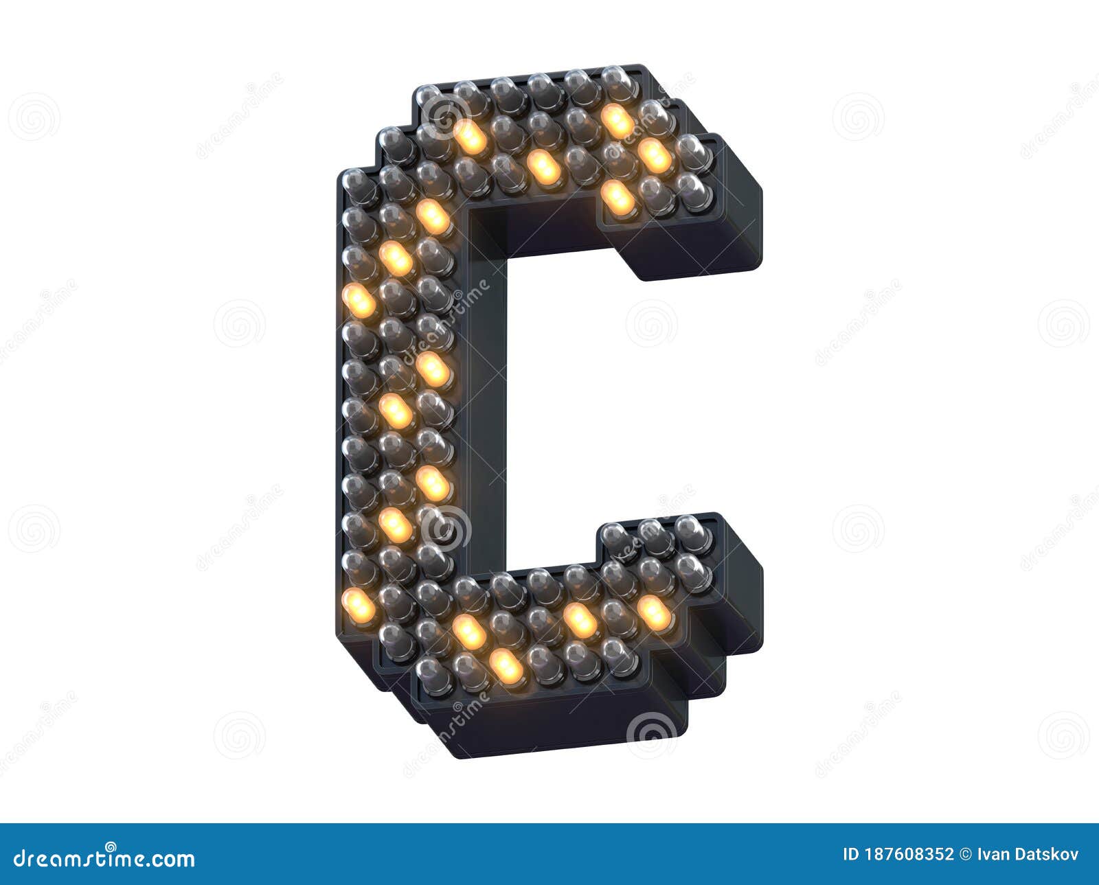 Pixel Shape LED Light Font. Stock Illustration - Illustration of design ...