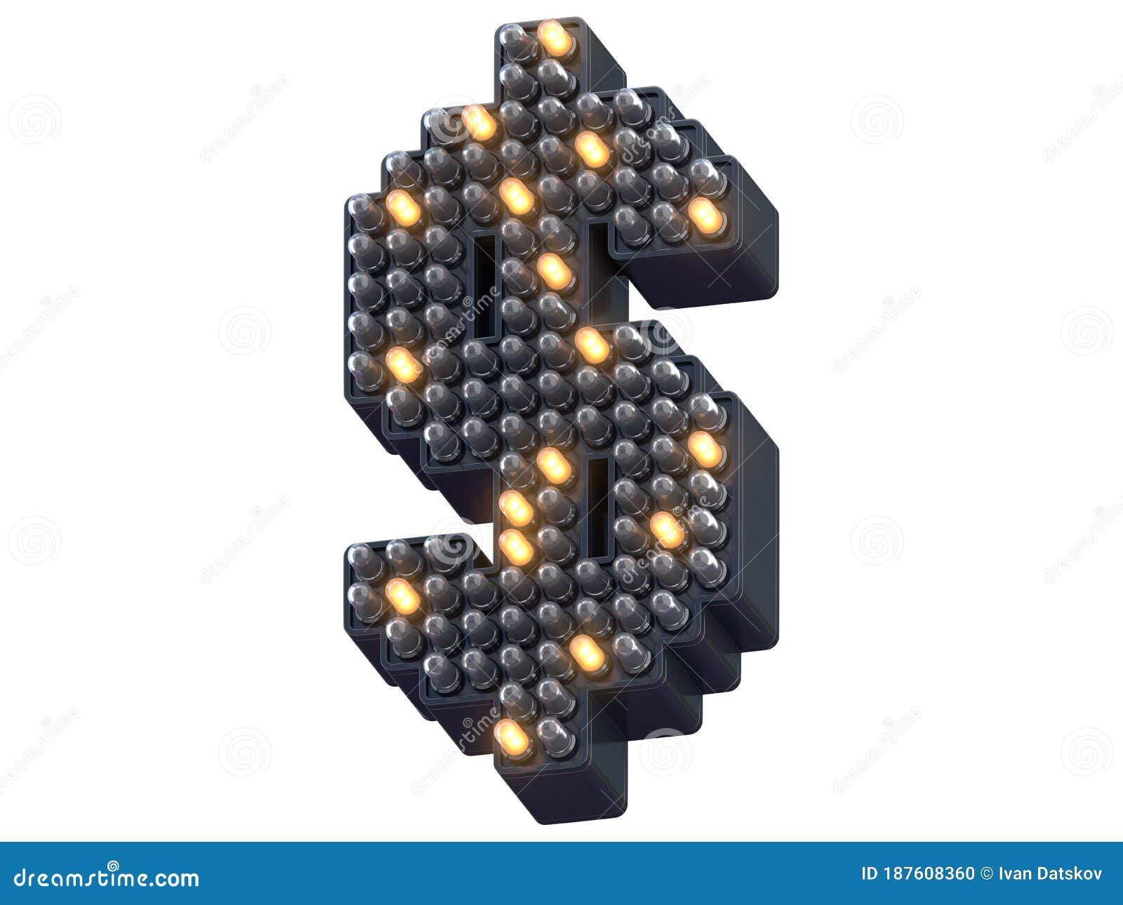 Pixel Shape LED Light Font. Stock Illustration - Illustration of dark ...