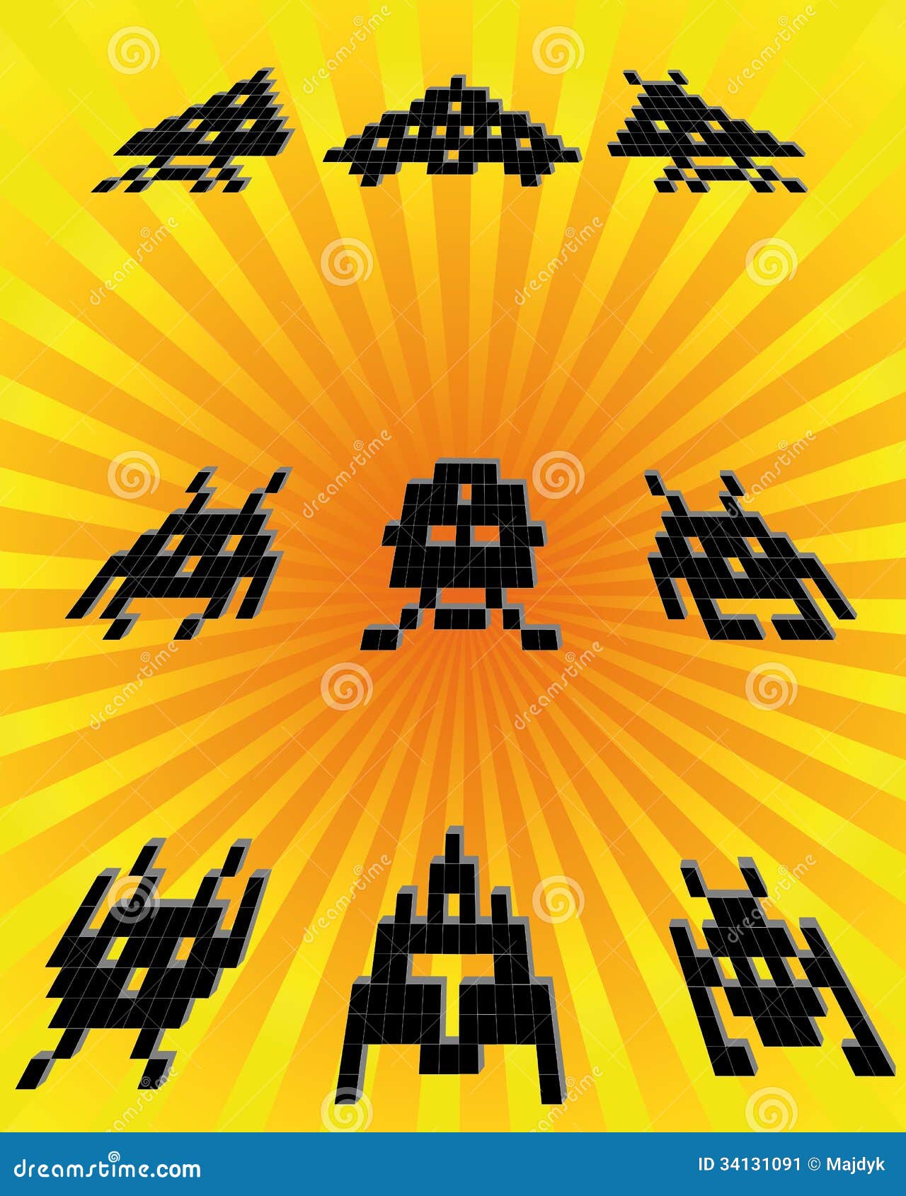 Pixel shapes stock vector. Illustration of robot, alien - 34131091