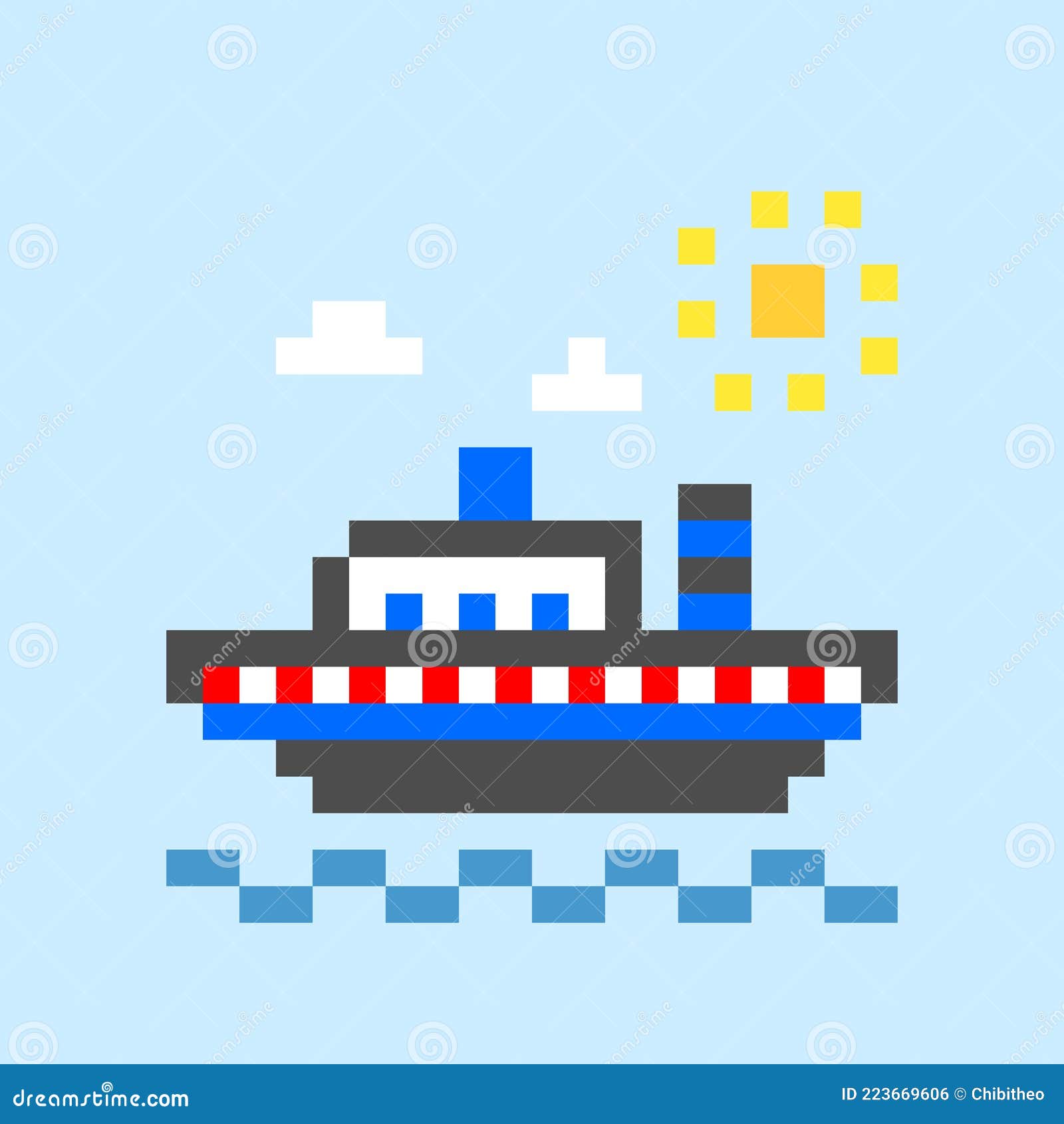 Pixel ship image 8 bit stock vector. Illustration of pattern - 223669606