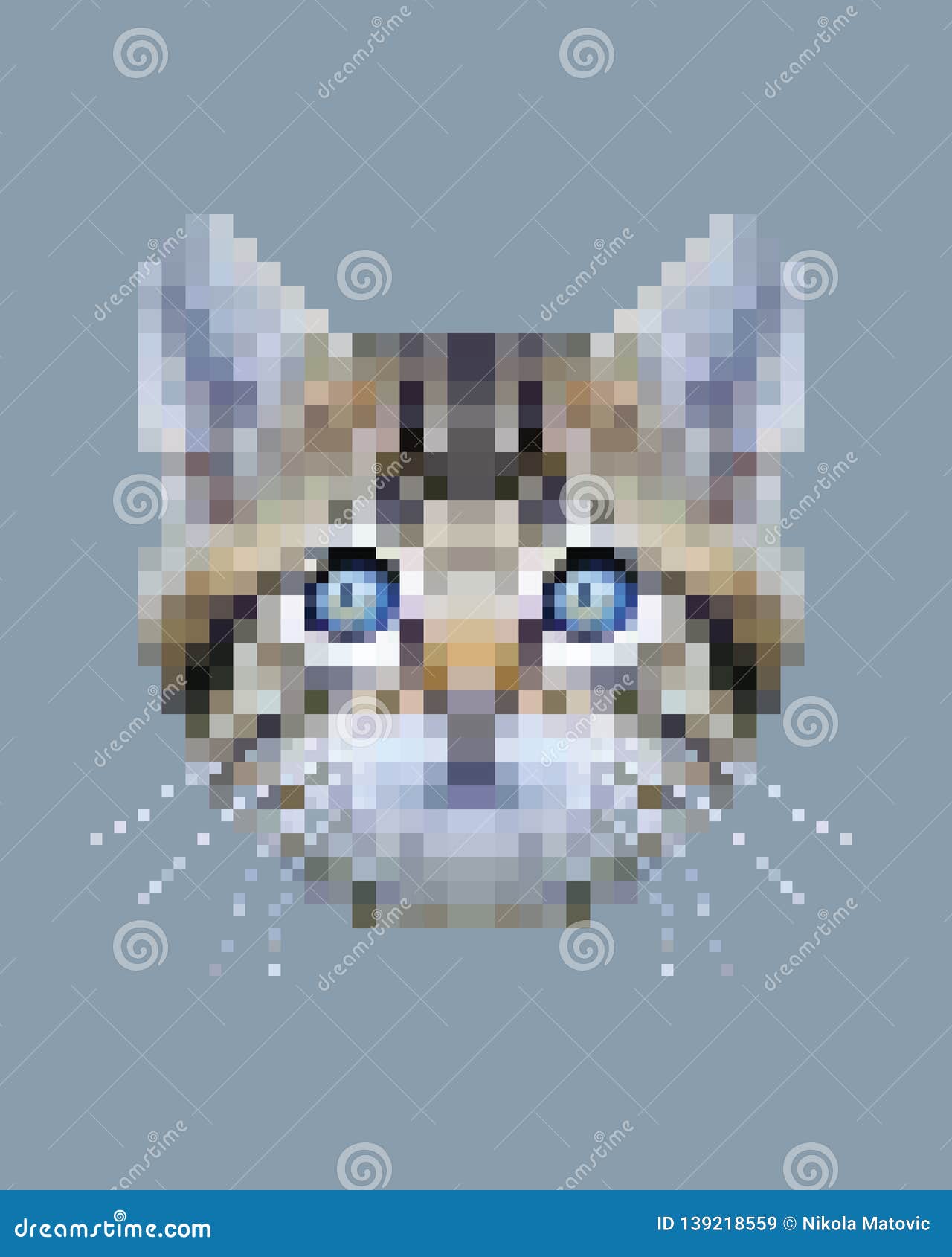 Pixel siberian cat face stock illustration. Illustration of shape ...