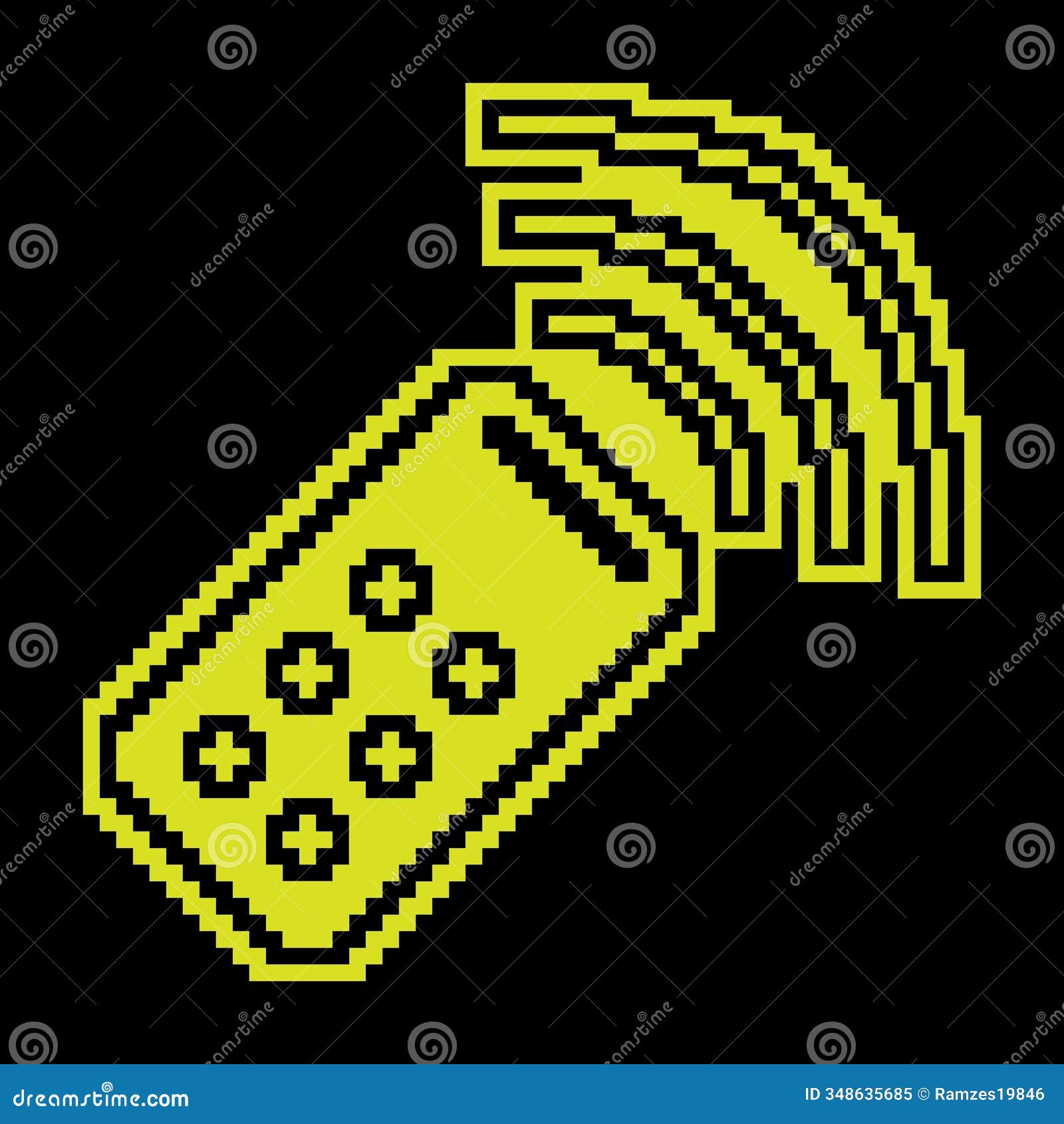 Pixel Silhouette Icon. Control Tv Panel with Radio Waves Stock ...