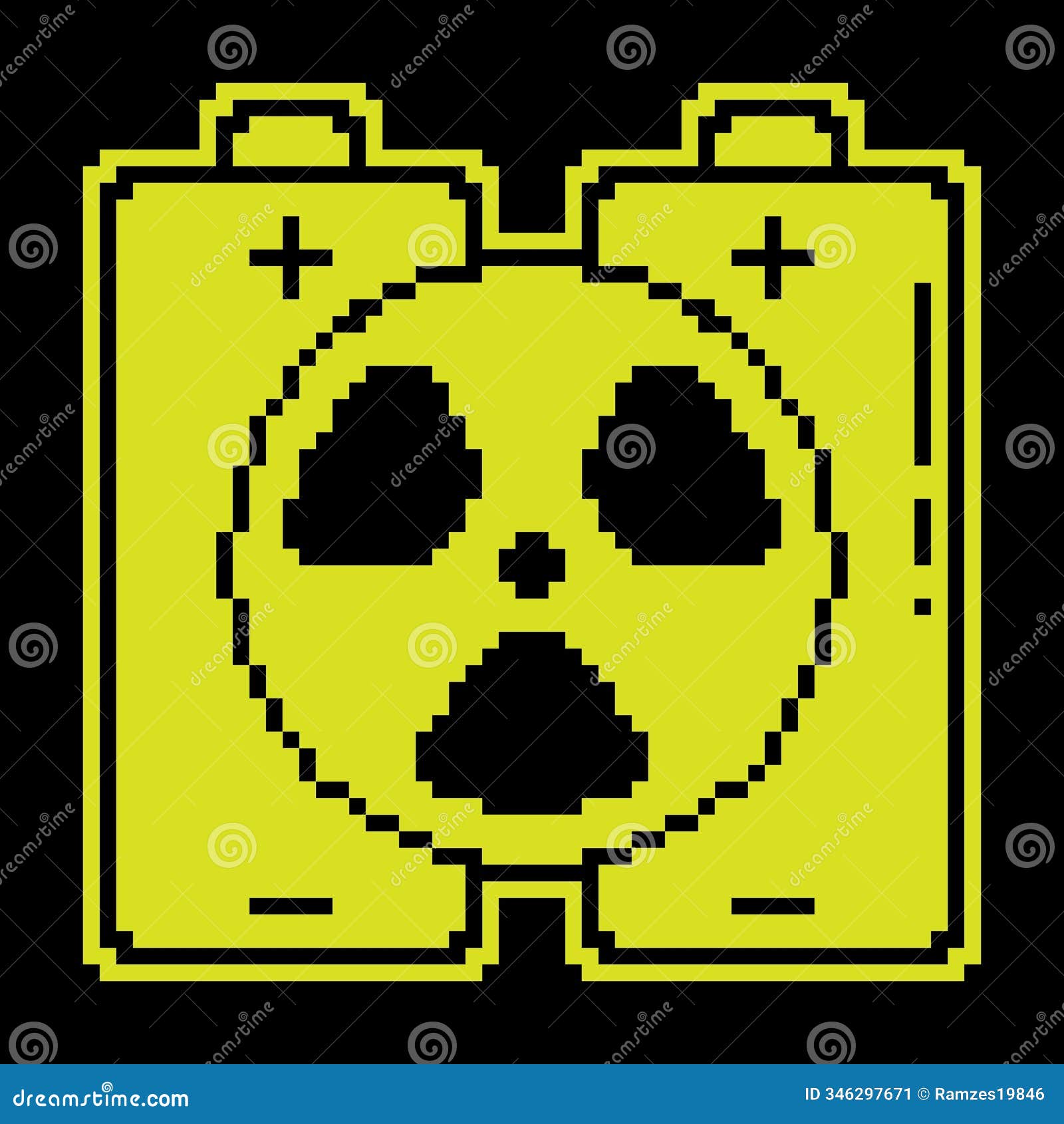 Pixel Silhouette Icon. Pair of Batteries with Sign of Atomic Energy ...