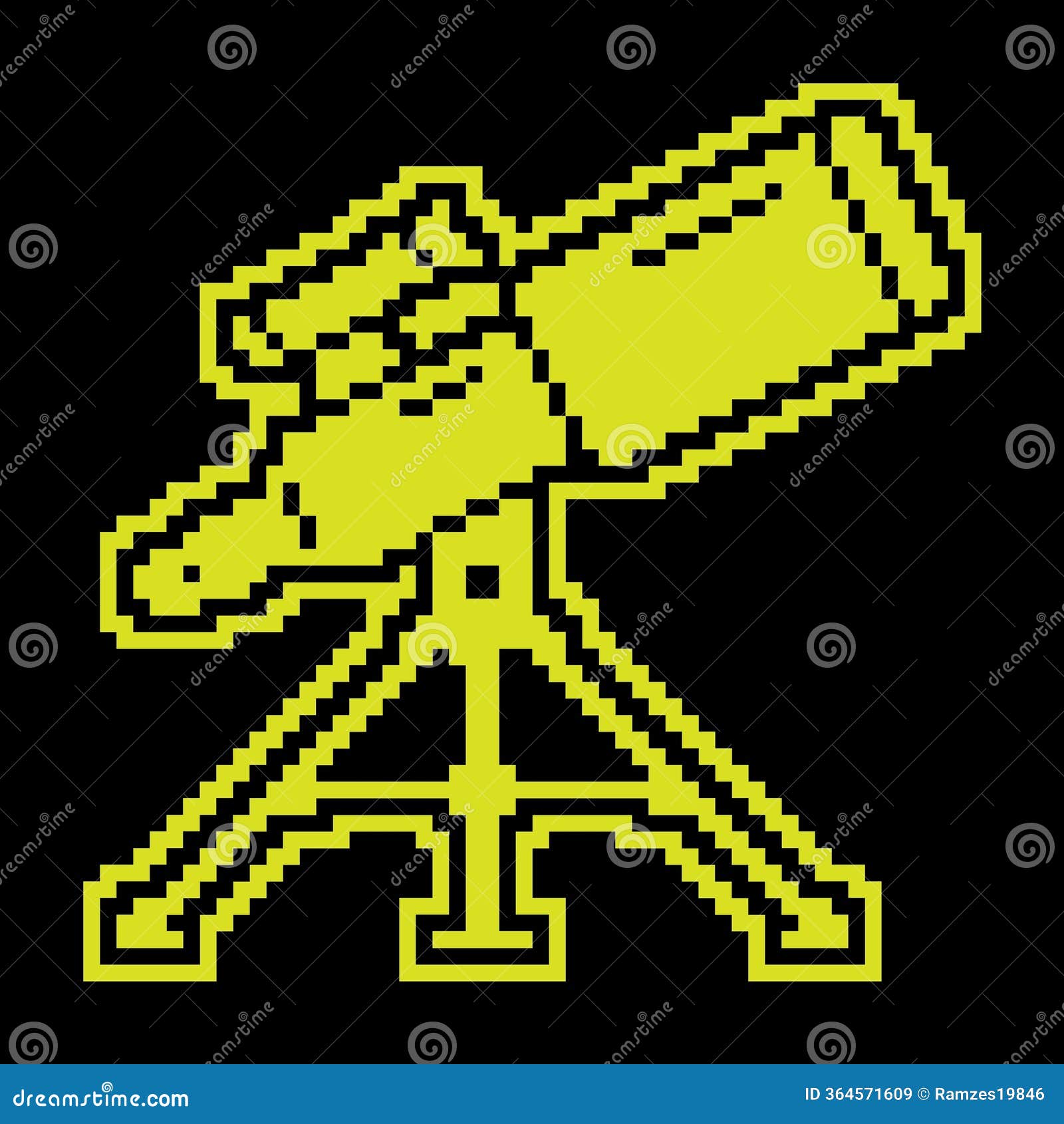 Pixel Art Telescope At Sunset Starry Night Over Mountains Royalty-Free ...