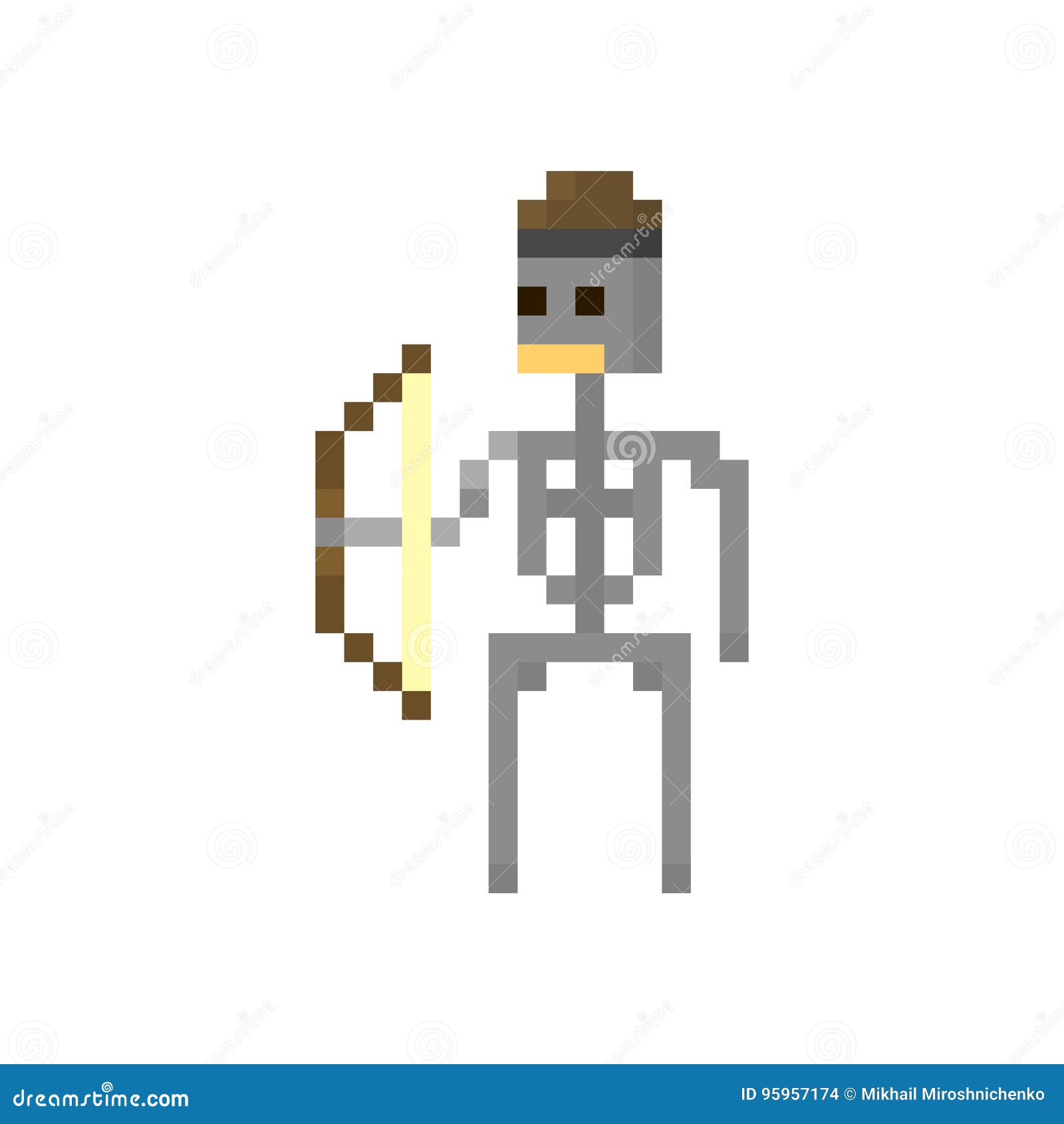 Pixel skeleton warrior stock vector. Illustration of concept - 95957174