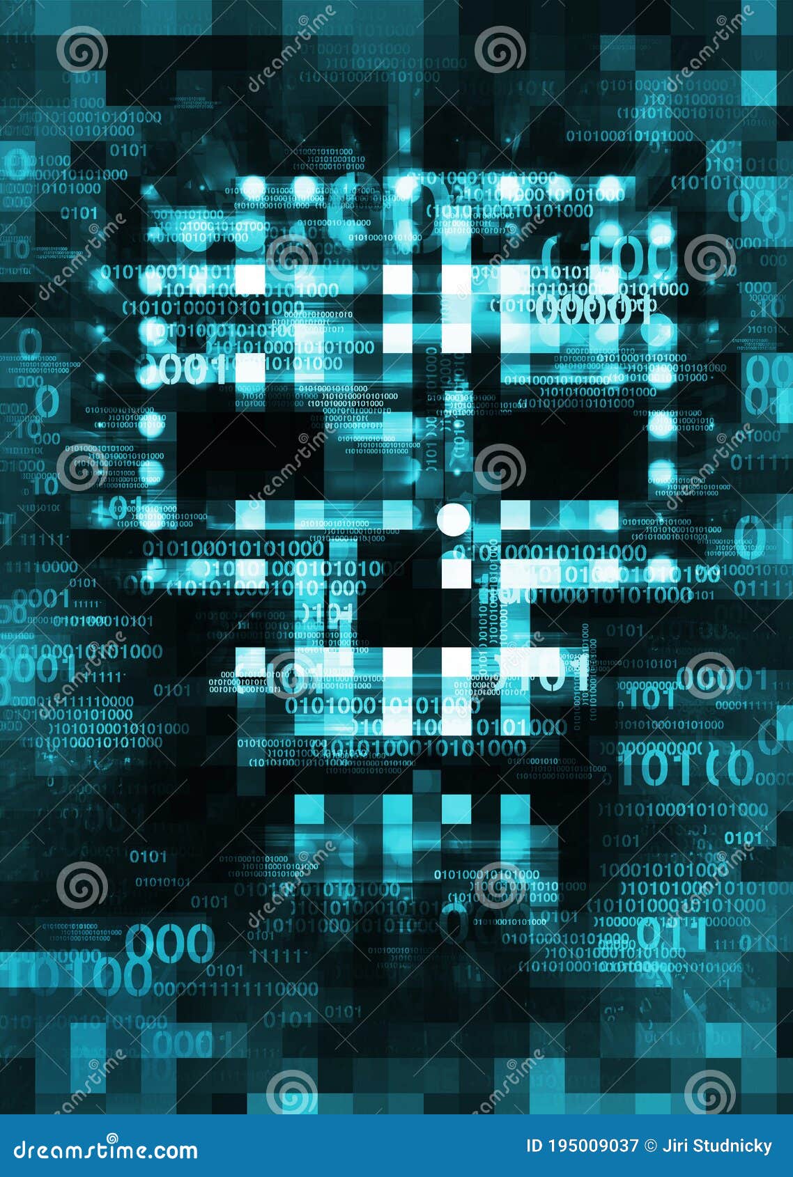 Pixel Skull,Computer Virus, Blue Background. Stock Illustration ...