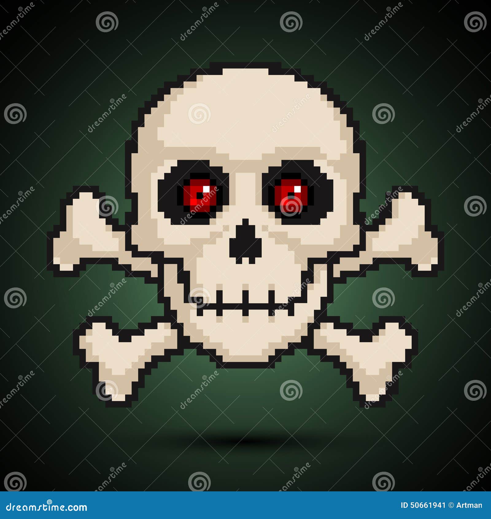 Pixel skull and crossbones stock vector. Illustration of bones - 50661941