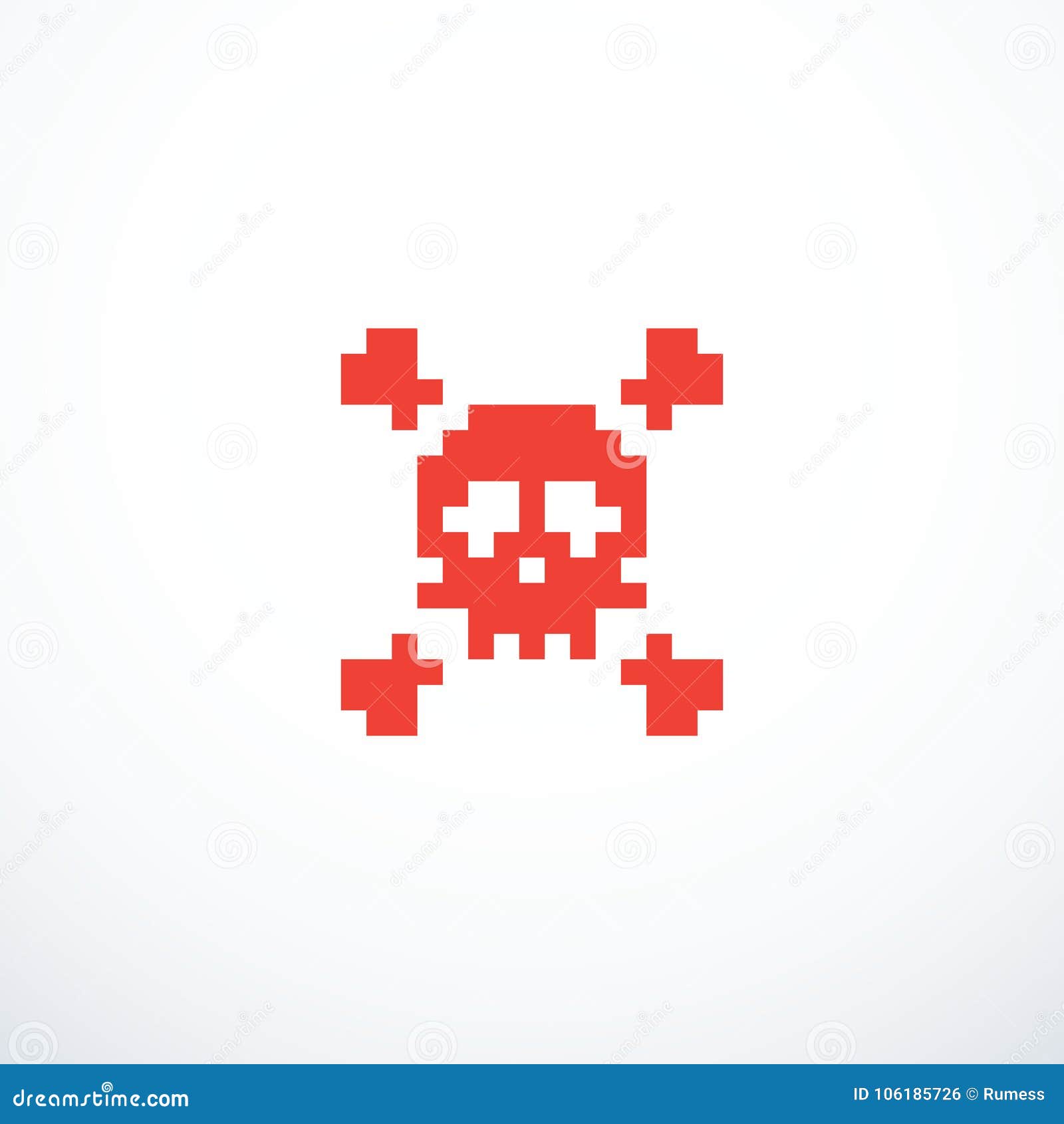 Vector pixel skull icon stock vector. Illustration of clipart - 106185726