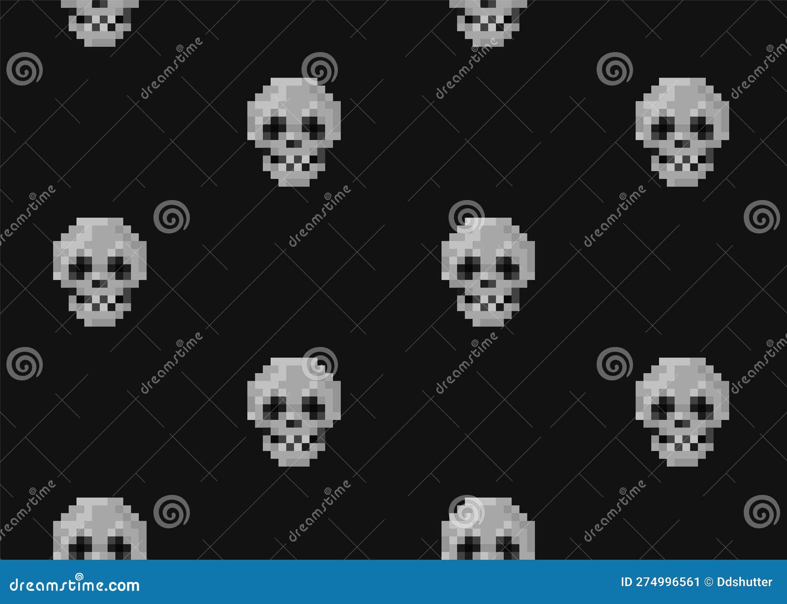 Pixel Skull Head With Blue Flame Eyes.8bit. Royalty-Free Stock Photo ...
