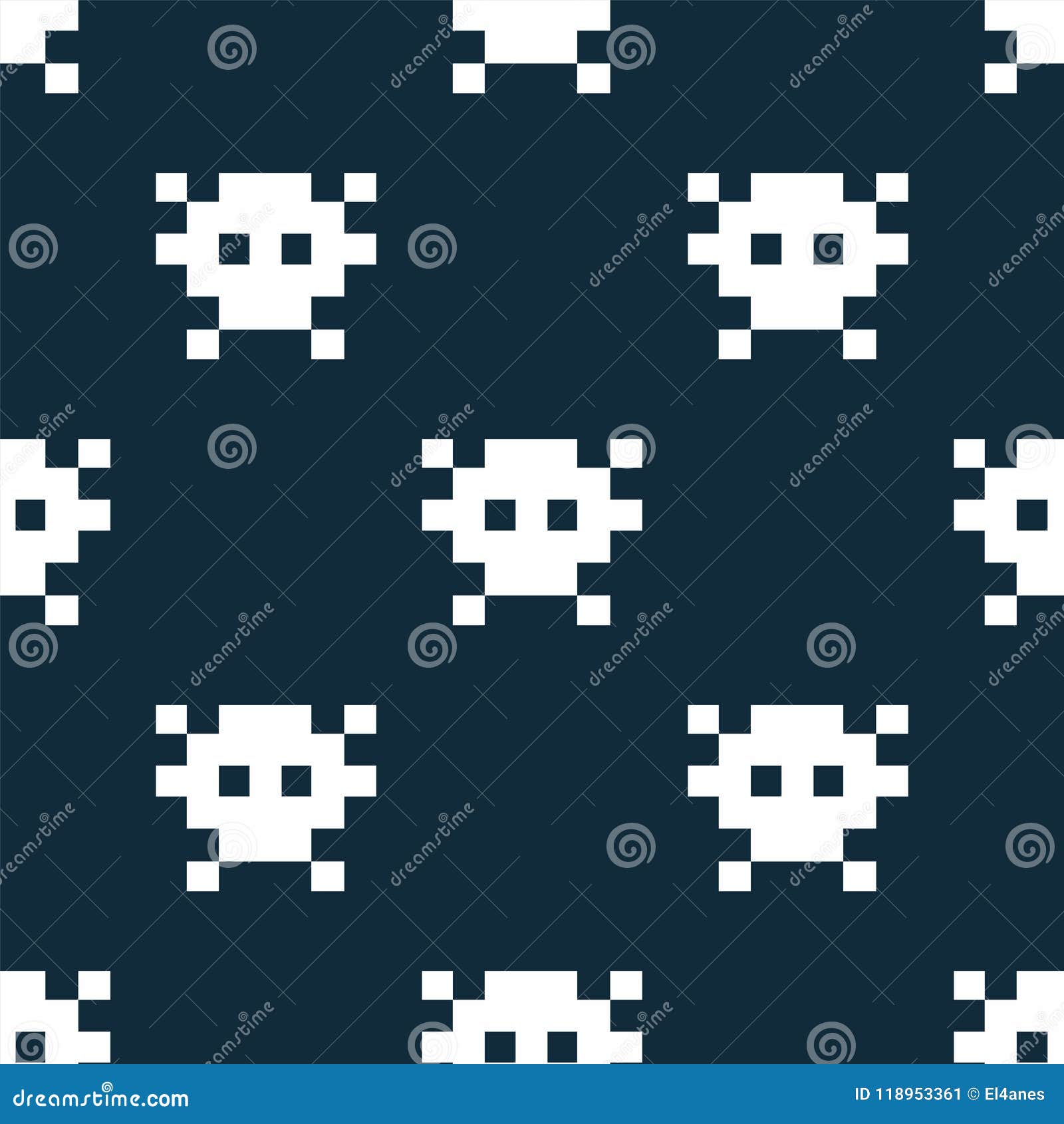 Pixel Skull. Vector Illustration Stock Vector - Illustration of ...