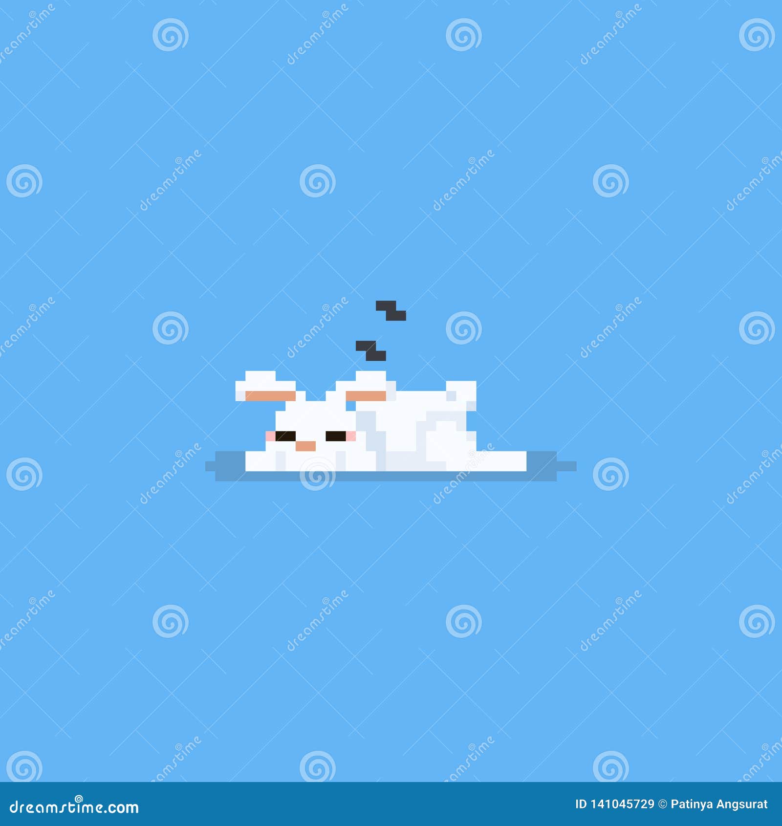 Pixel Sleeping White Rabbit.Easter.8bit. Stock Illustration ...