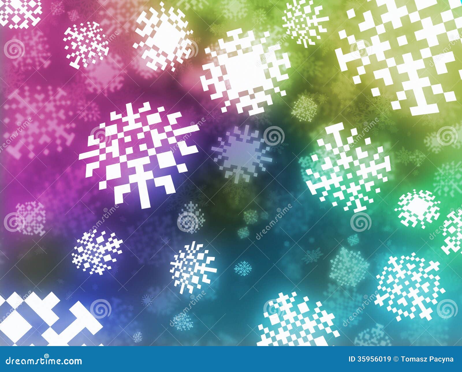 Pixel Snowflakes Background Retro Style Illustration Stock Illustration ...