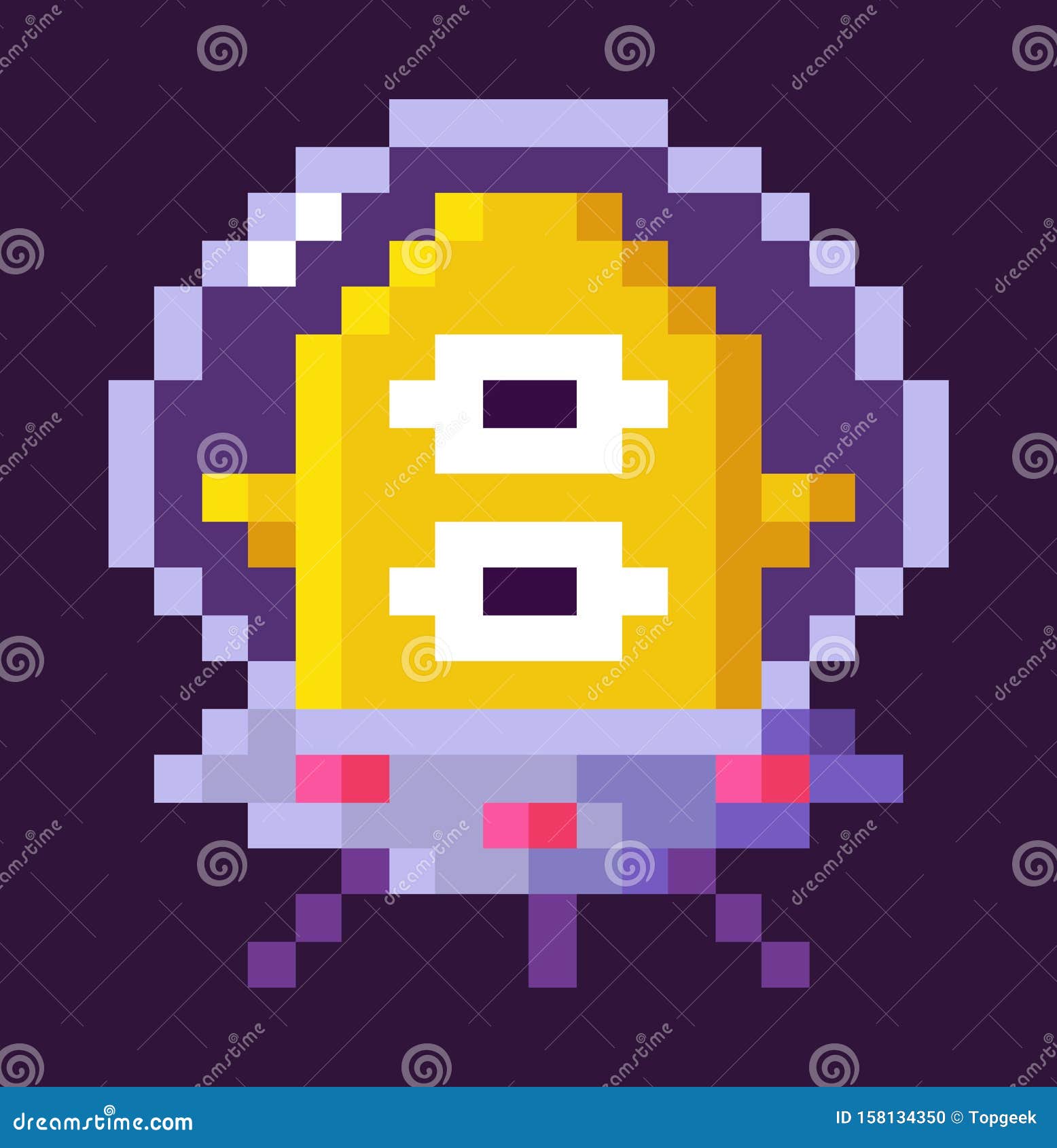 Pixel Space Game Alien in Spaceship Invader Vector Stock Vector ...