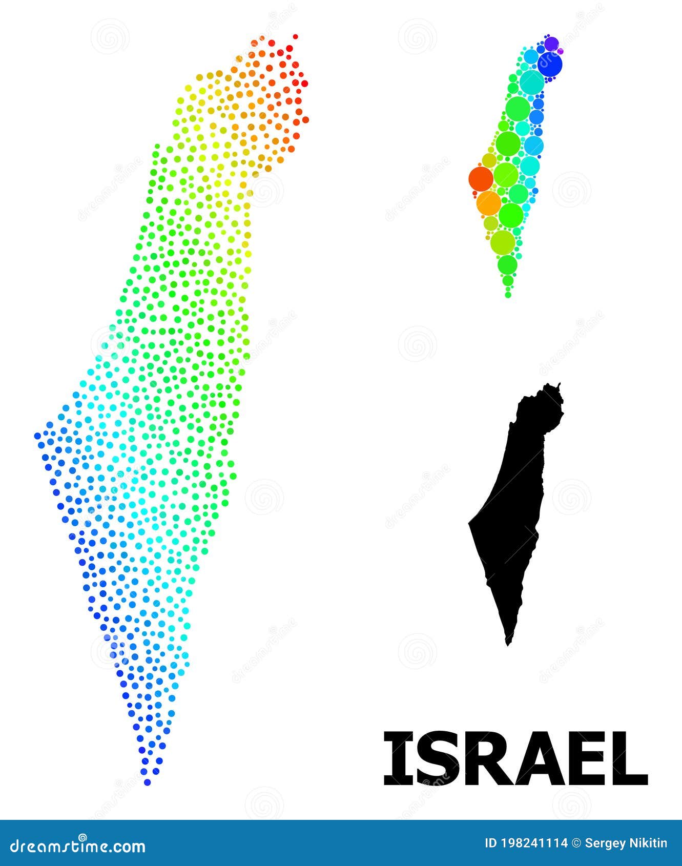 Vector Rainbow Colored Dotted Map of Israel Stock Vector - Illustration ...