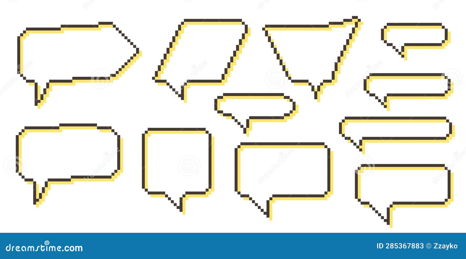 Pixel Speech Bubble Collection Chart Dialogue Boxes. Retro Game 8 Bit ...