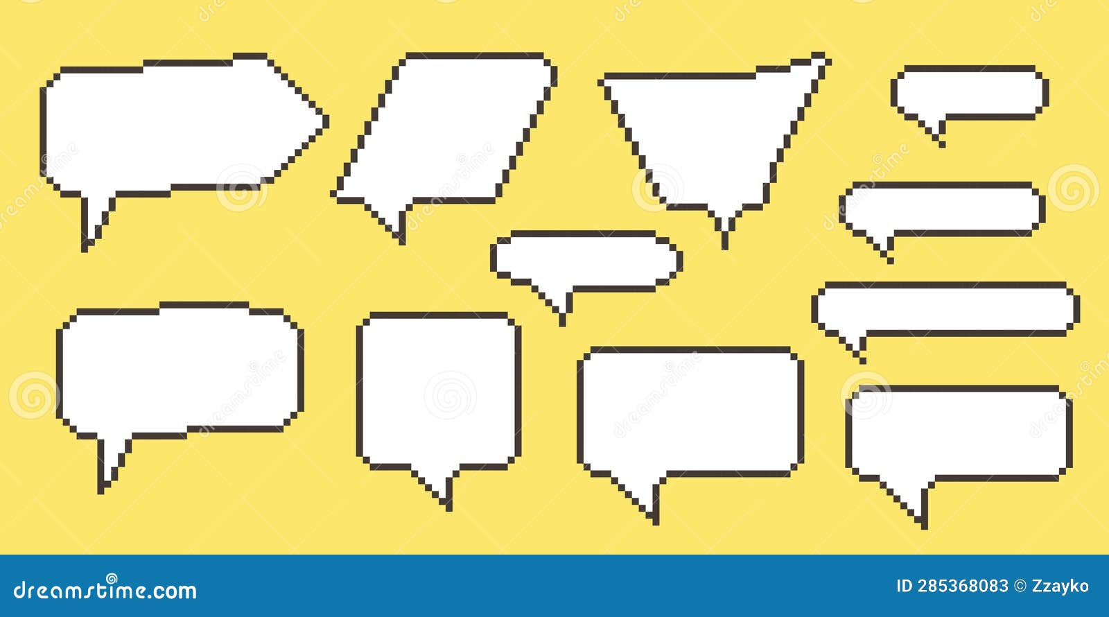 Pixel Speech Bubble Collection Chart Dialogue Boxes. Retro Game 8 Bit ...