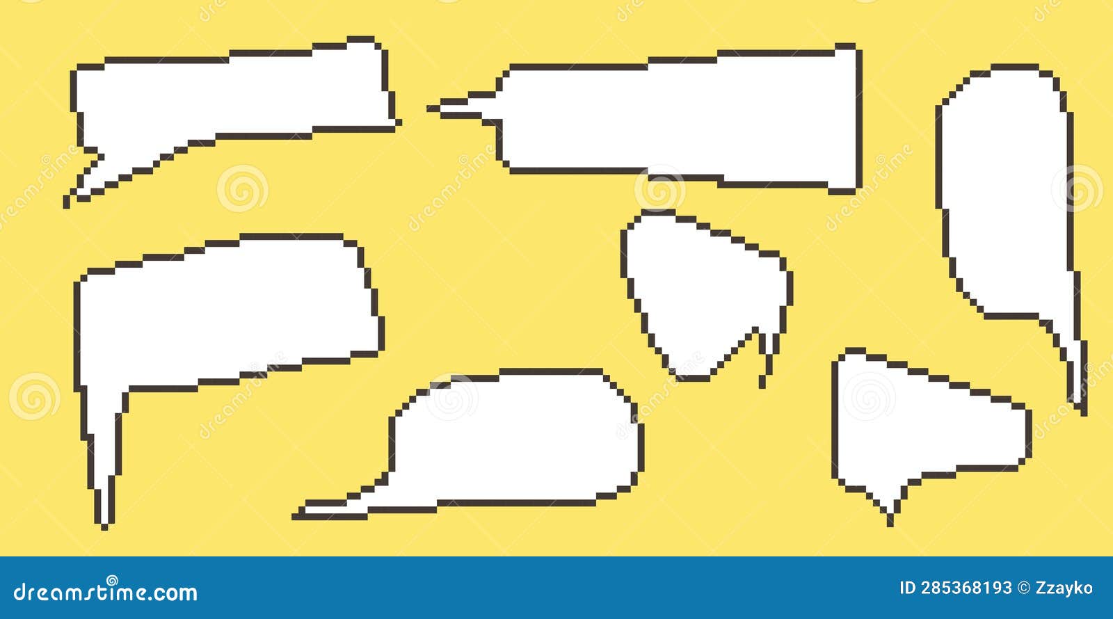 Pixel Speech Bubble Collection Chart Dialogue Boxes. Retro Game 8 Bit ...